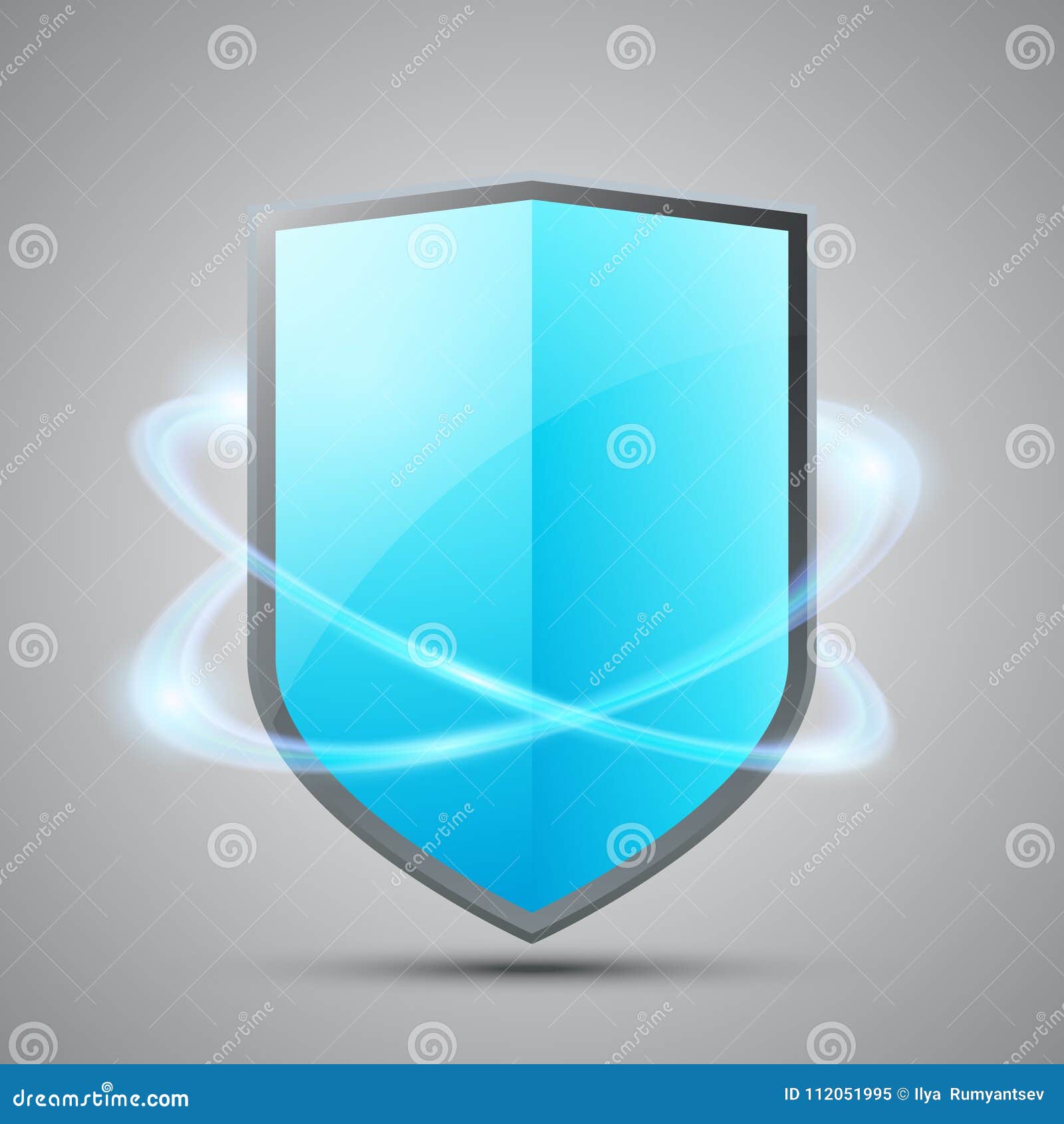 Blue Shield with Glowing Effect Stock Vector - Illustration of shiny ...