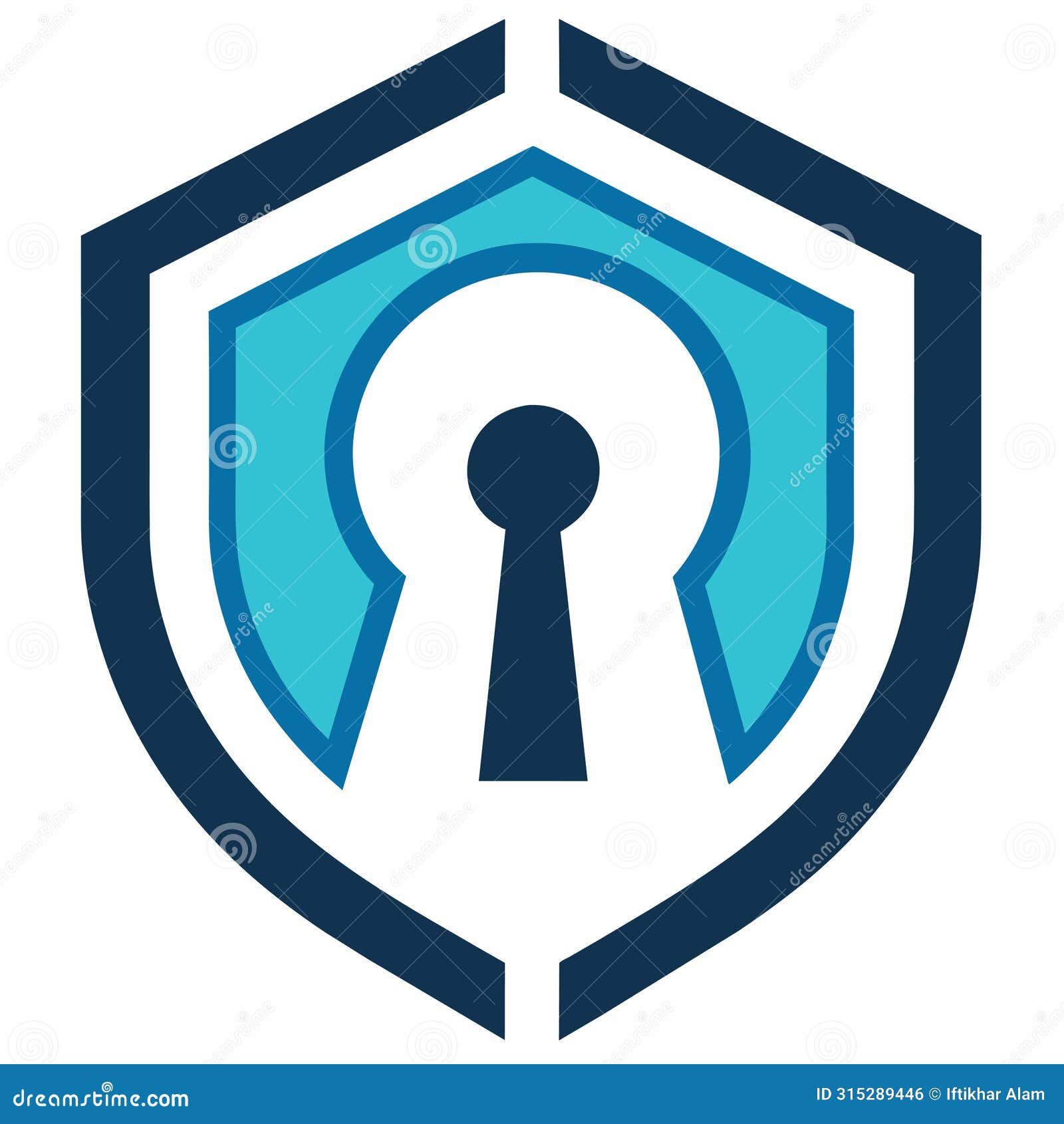 A Blue Shield with a Key Symbol Inside, Representing Security and Protection, Minimalist ...