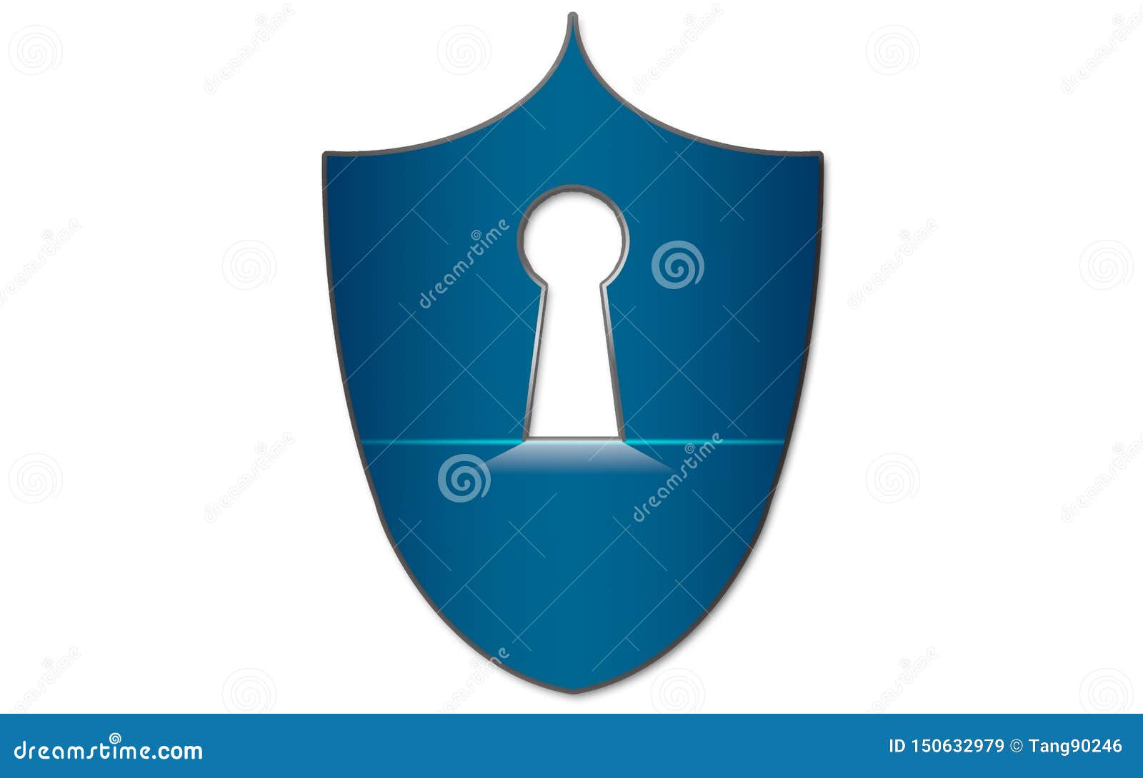 Blue Shield with Keyhole Icon Stock Illustration - Illustration of ...
