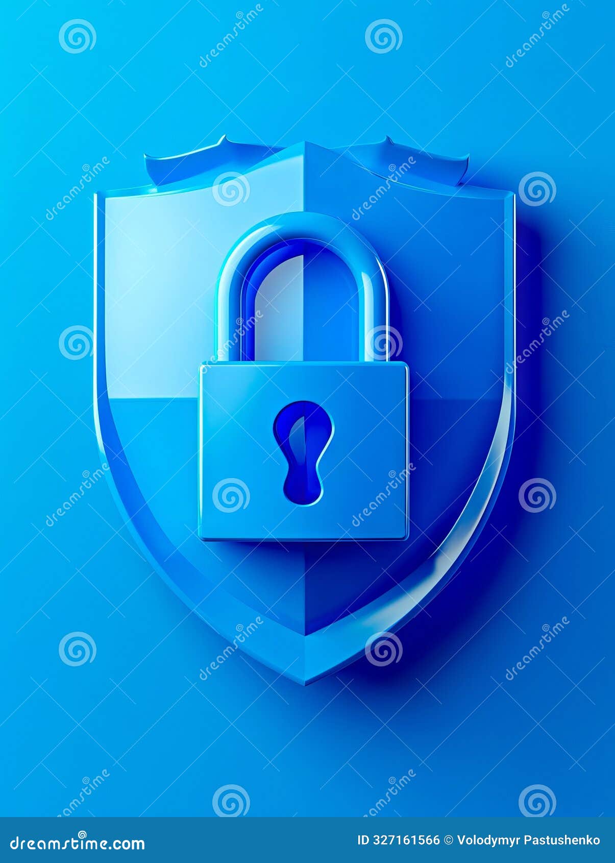 A Blue Shield with a Lock on it Stock Photo - Image of design, lock ...