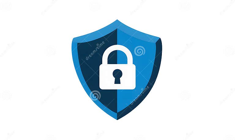 Blue Shield with Padlock Icon Symbolizing Cybersecurity Data Protection ...