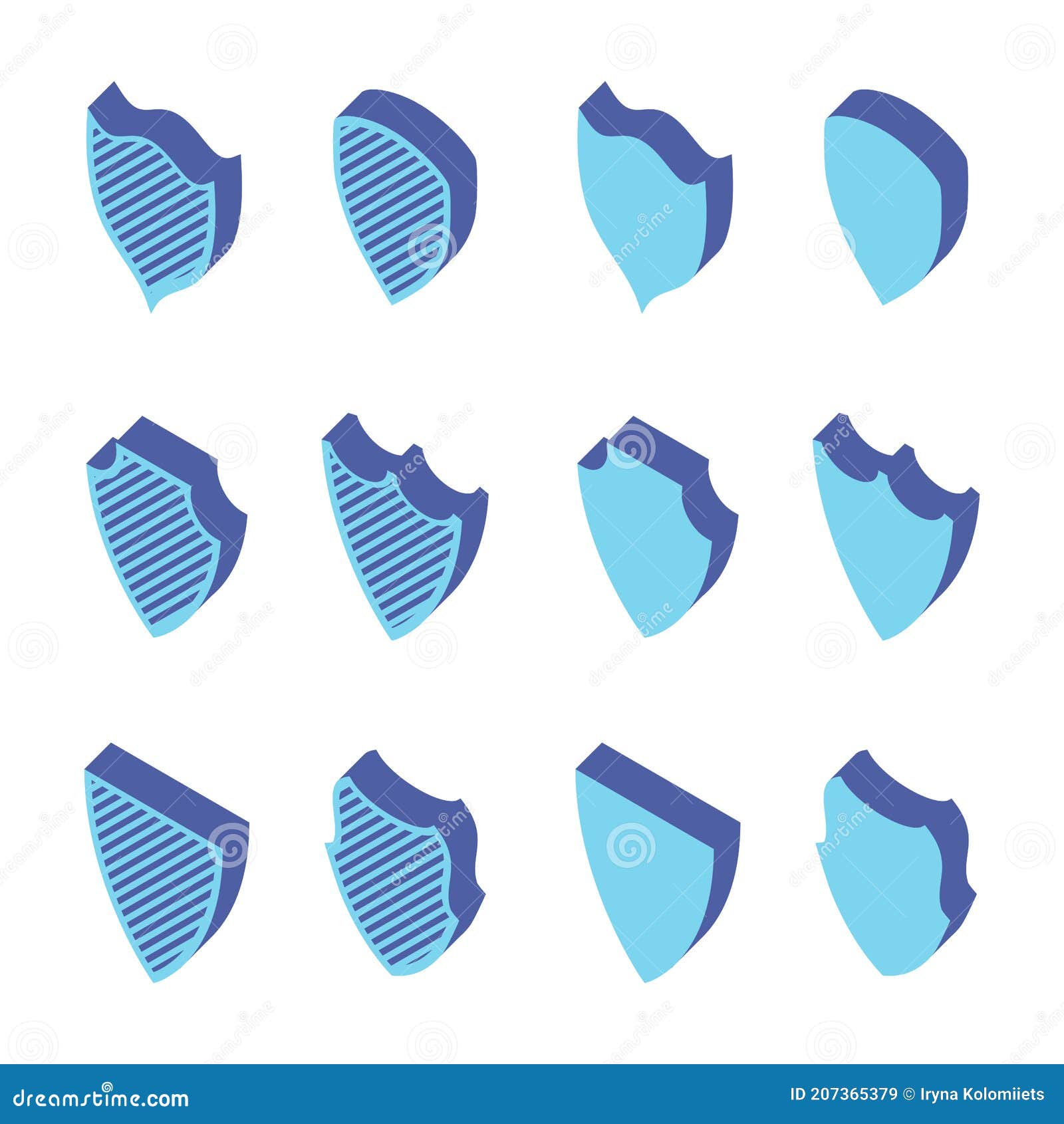 Blue Shield Realistic Vector Illustrations. Shields Icon. Isometric ...