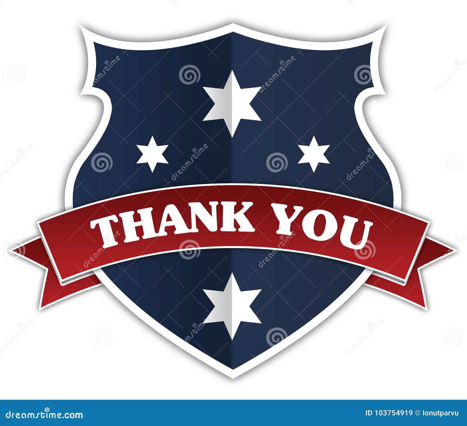 Blue Shield and Red Ribbon with THANK YOU Text. Stock Illustration ...