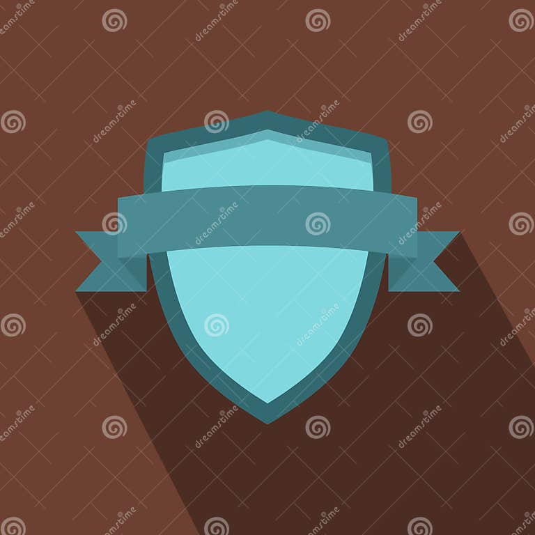 Blue Shield with Ribbon Icon, Flat Style Stock Vector - Illustration of ...