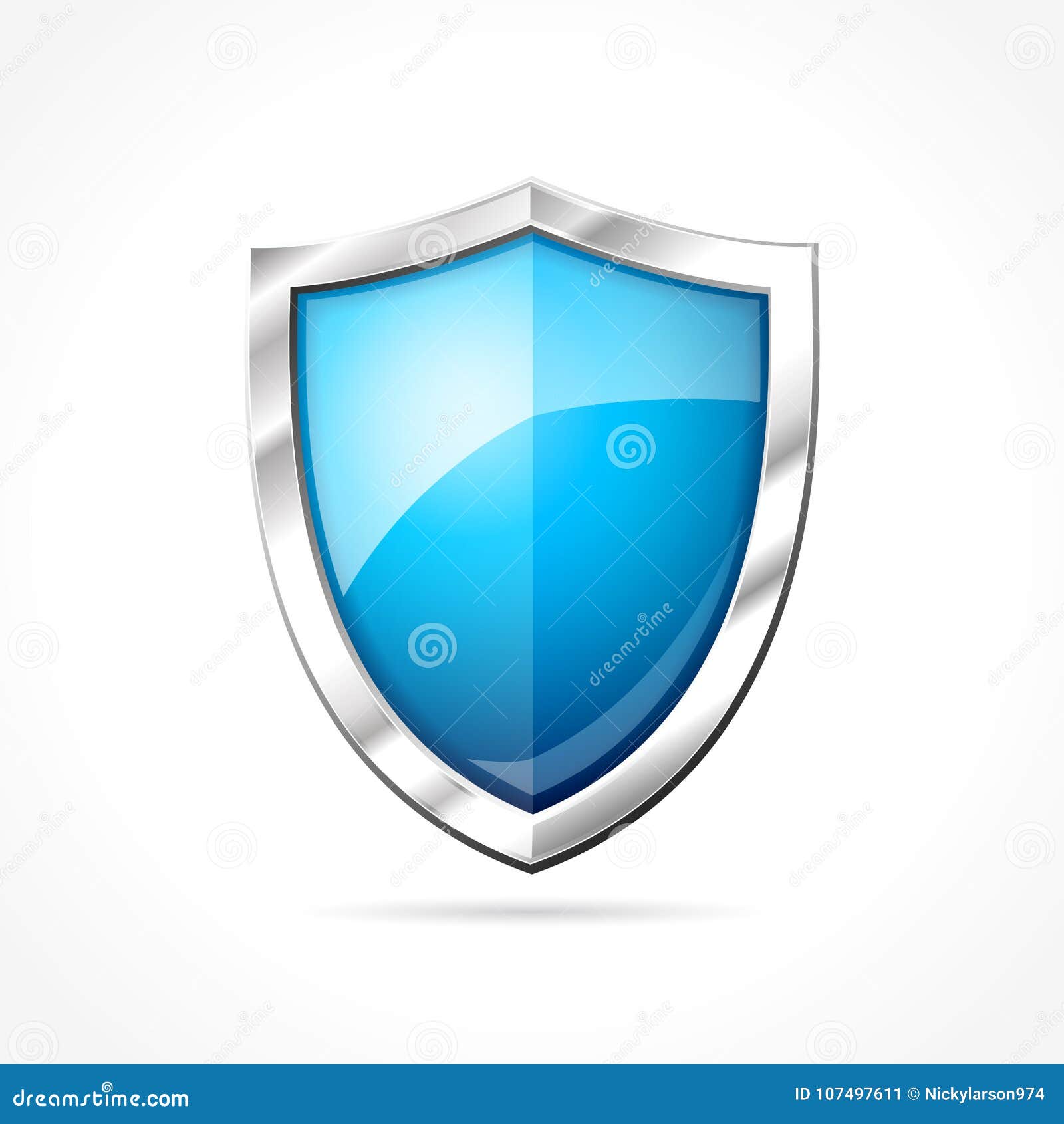 Blue Shield on White Background Stock Vector - Illustration of security ...
