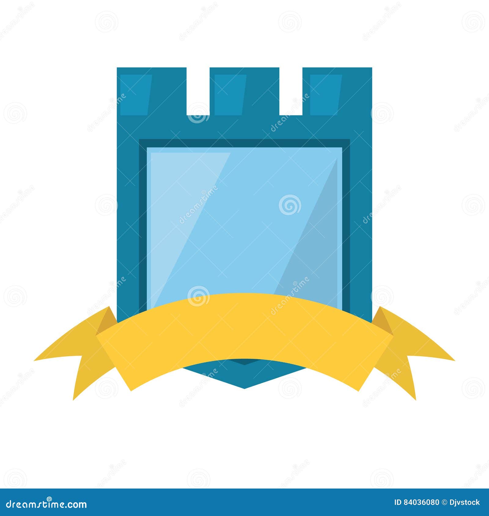 Blue Shield Yellow Ribbon Badge Stock Illustration - Illustration of ...
