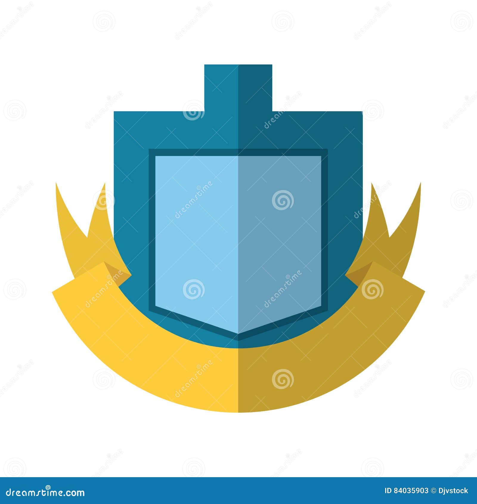 Blue Shield Yellow Ribbon Badge Shadow Stock Illustration ...