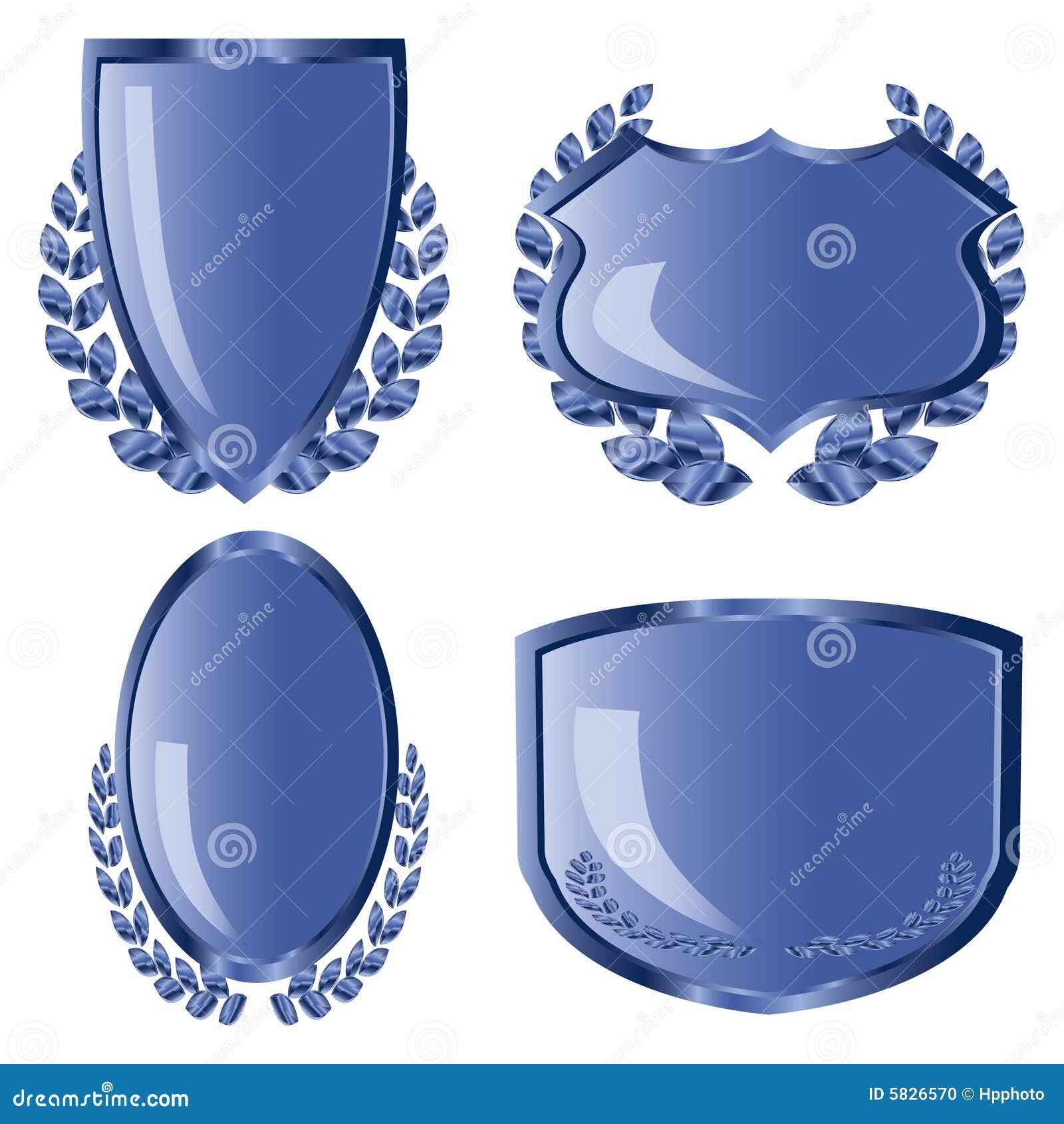 Blue shields stock vector. Illustration of design, ribbon - 5826570
