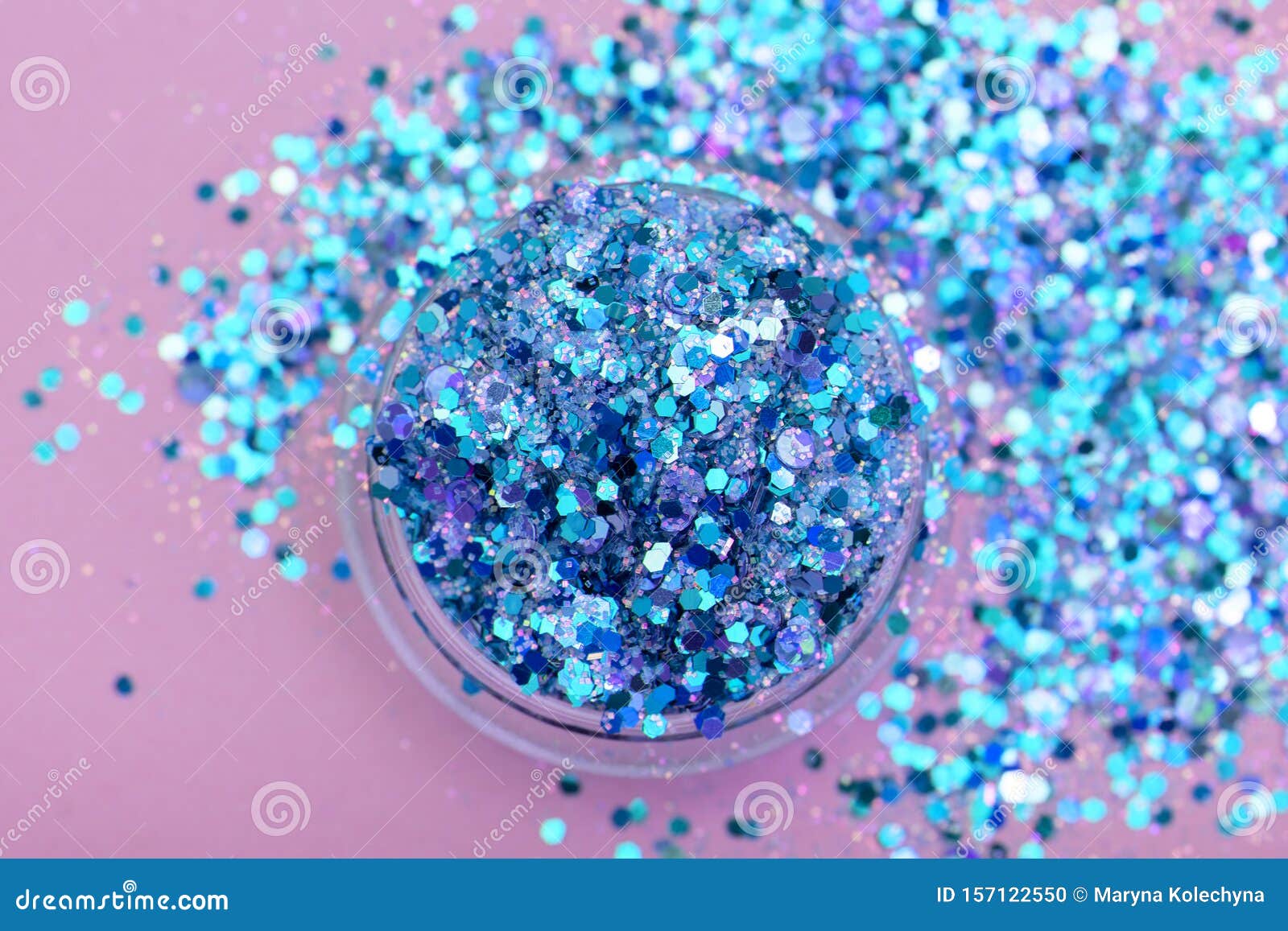 Blue Shimmer and Glitter in Small Plastic Box Stock Photo - Image of ...