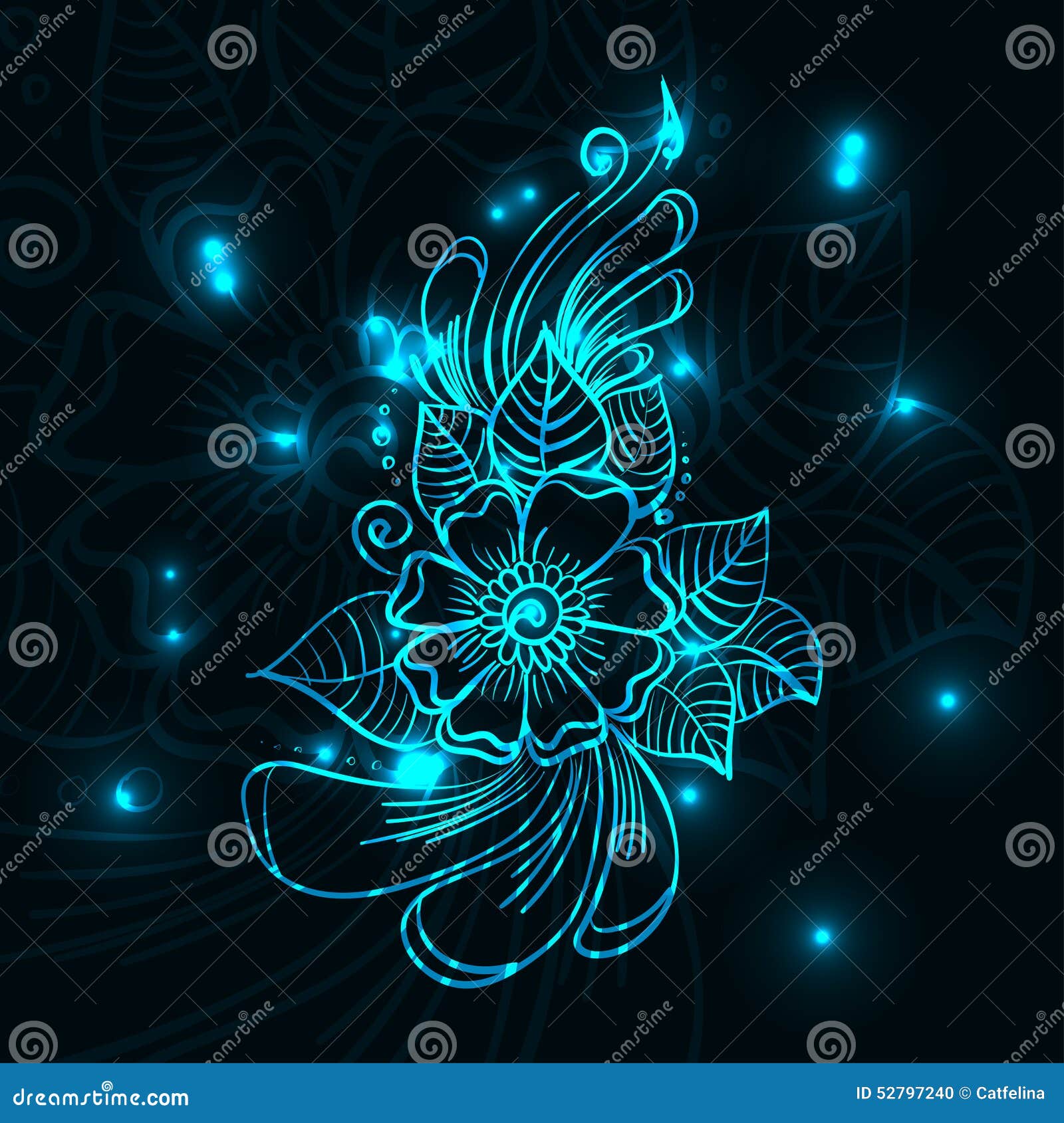 Blue shine flower. stock vector. Illustration of blue - 52797240