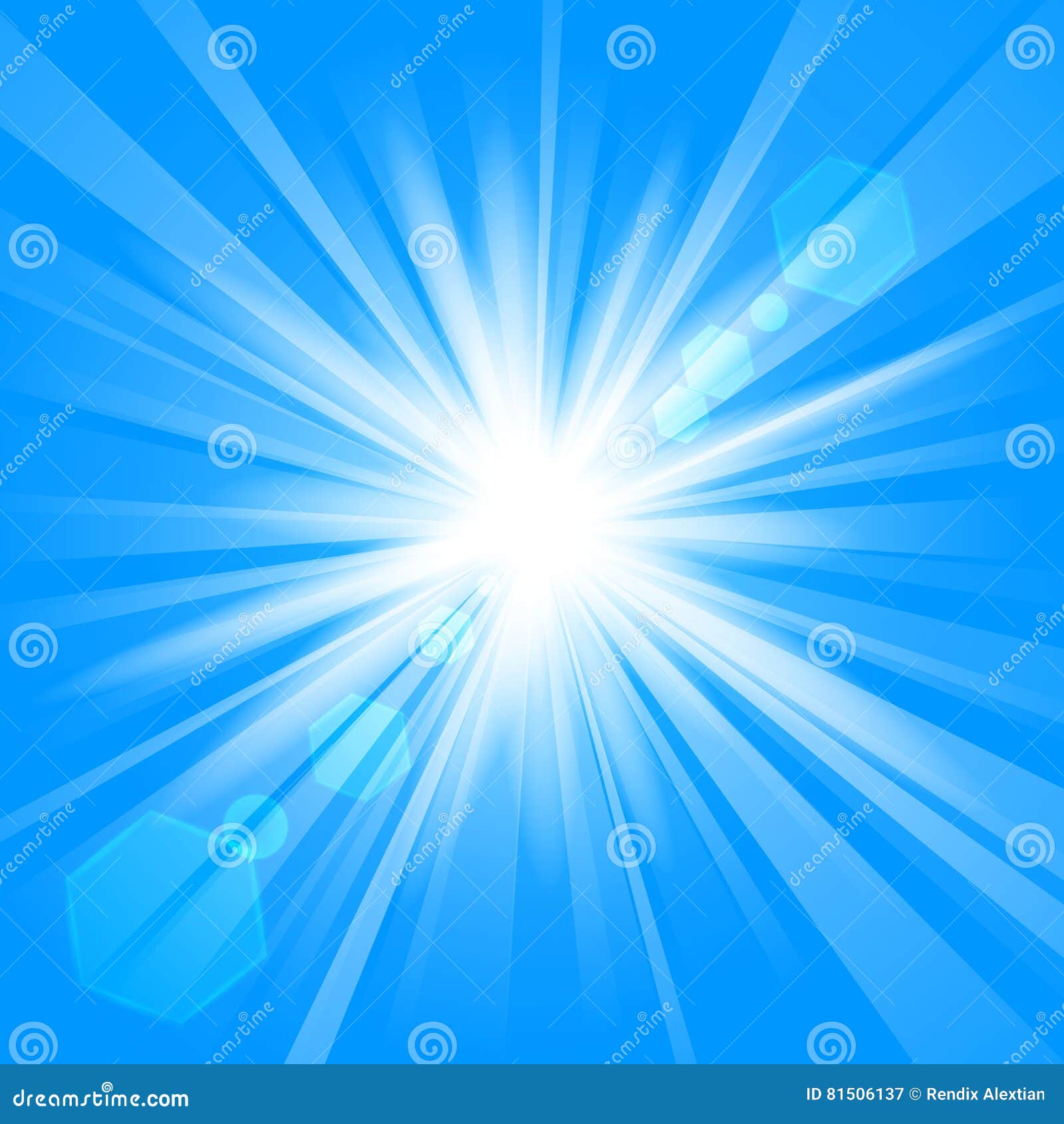 Blue Shine with Lens Flare from Darkness Background Stock Vector ...