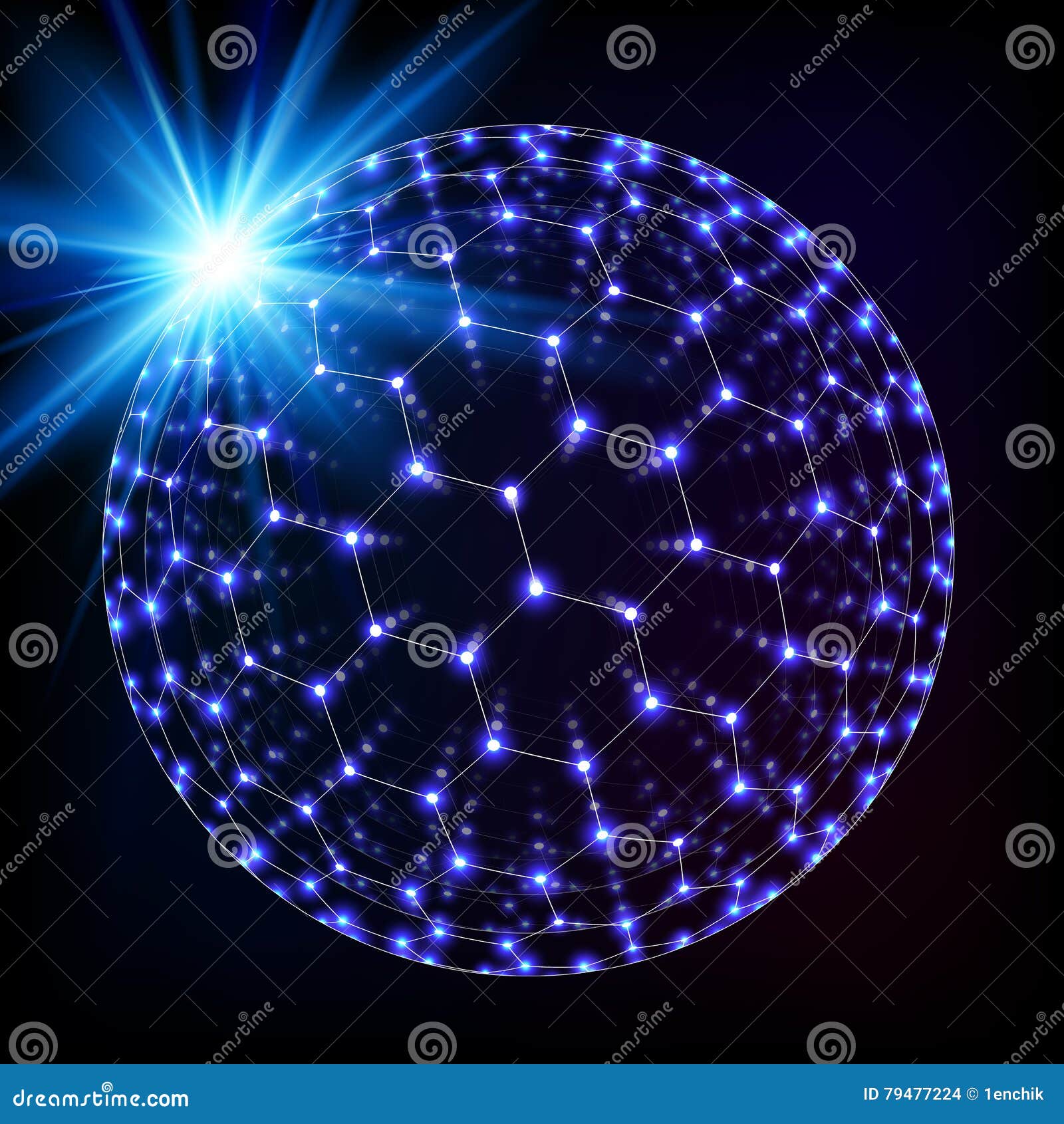 Blue Shining Cosmic Hexagonal Grid Shining Sphere Stock Vector ...