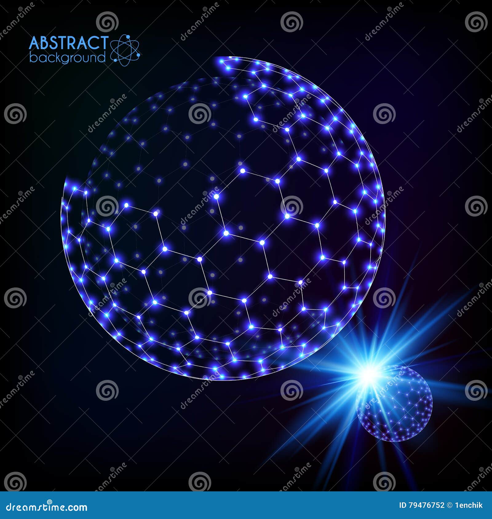 Blue Shining Cosmic Hexagonal Grid Shining Sphere Stock Vector ...