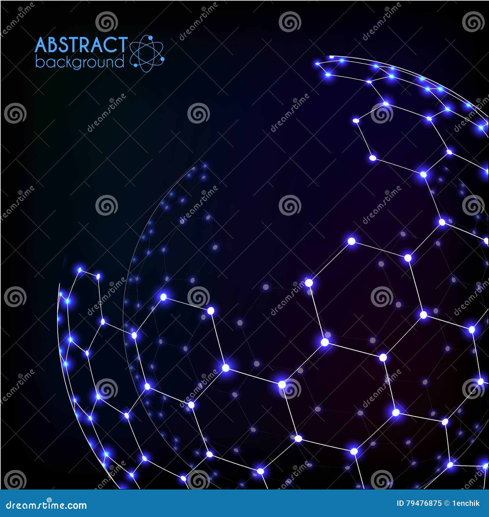 Blue Shining Cosmic Hexagonal Grid Vector Shining Sphere Stock Vector ...
