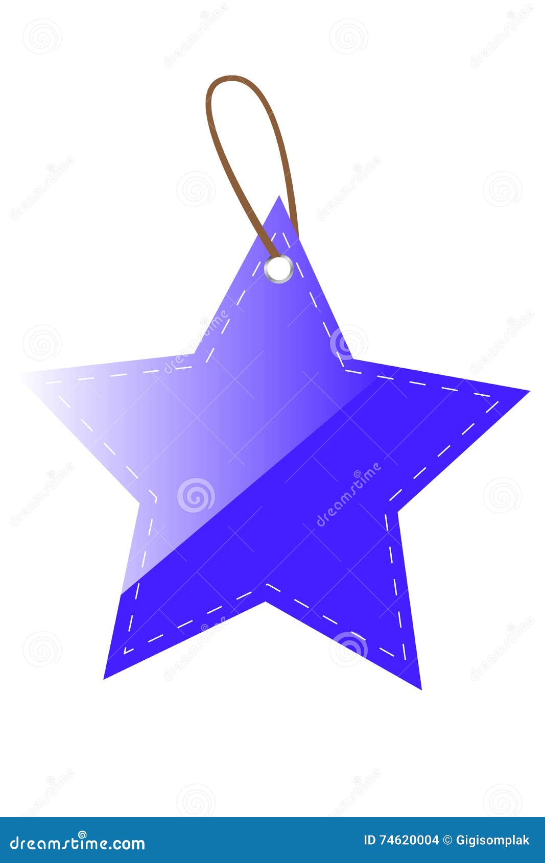 Blue Shining Star Blank Tag Whith Stiching Effect, Isolated on White ...