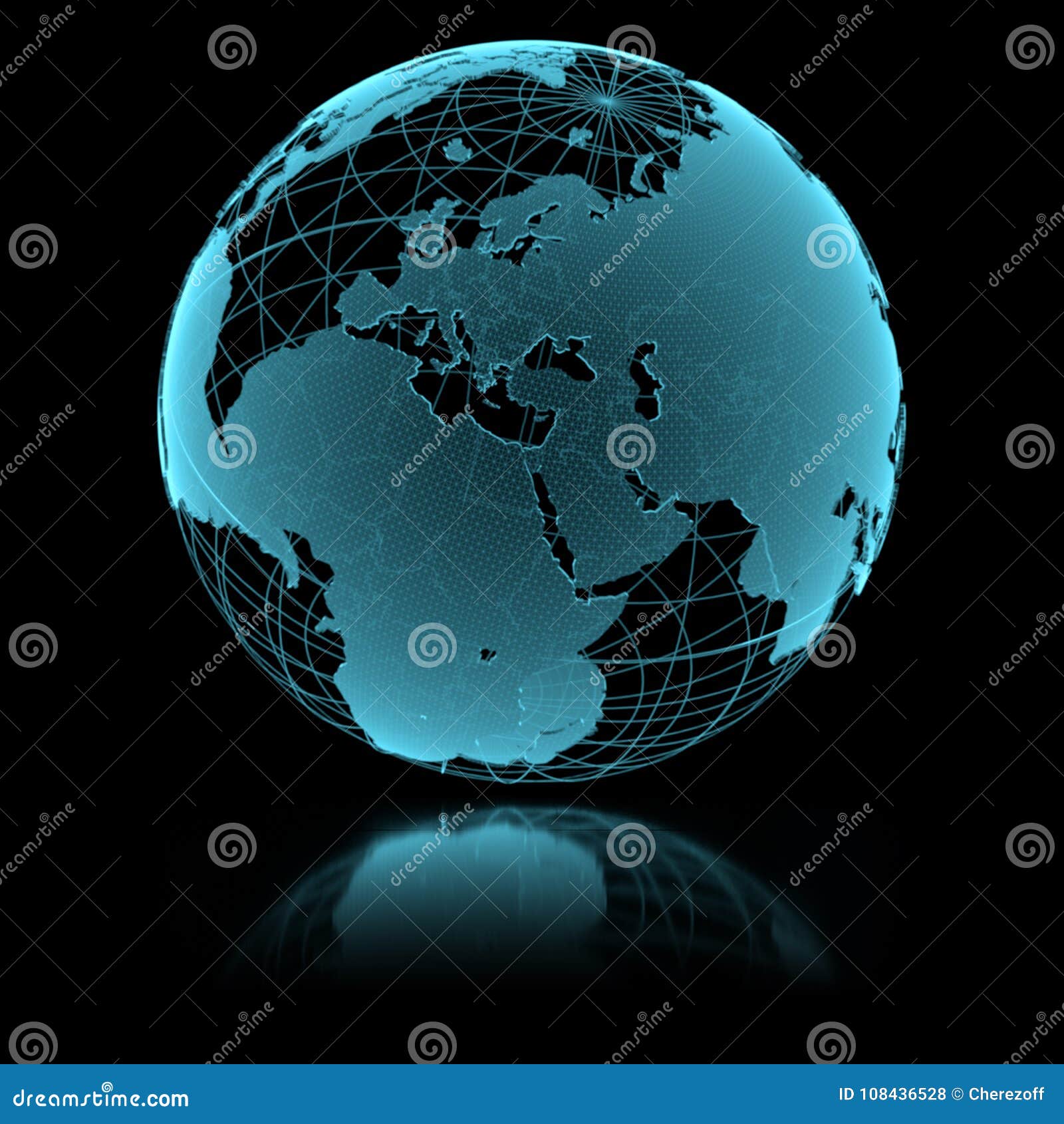 Blue Shining Transparent Earth Globe Stock Illustration - Illustration ...