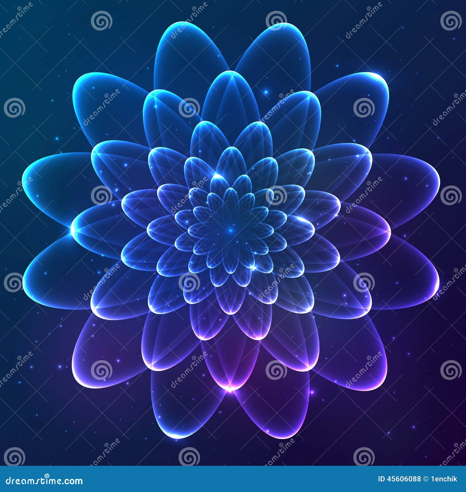 Blue Shining Vector Cosmic Flower Stock Vector - Illustration of bright ...