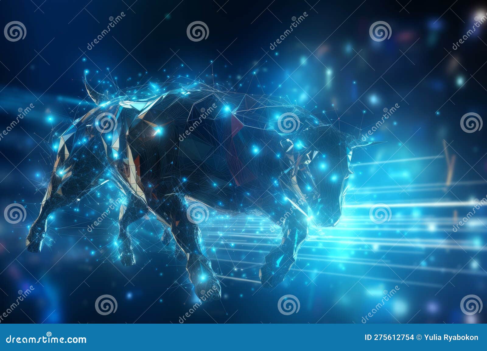 Blue Shiny Bull. Generate Ai Stock Illustration - Illustration of black ...