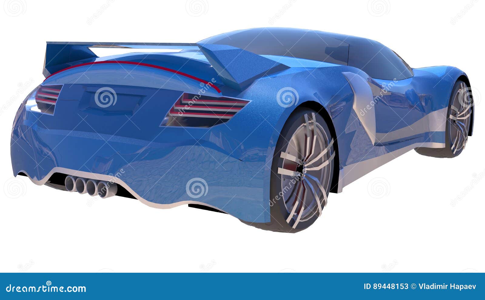 Blue Shiny Conceptual Sports Car of the Future. Stock Illustration ...