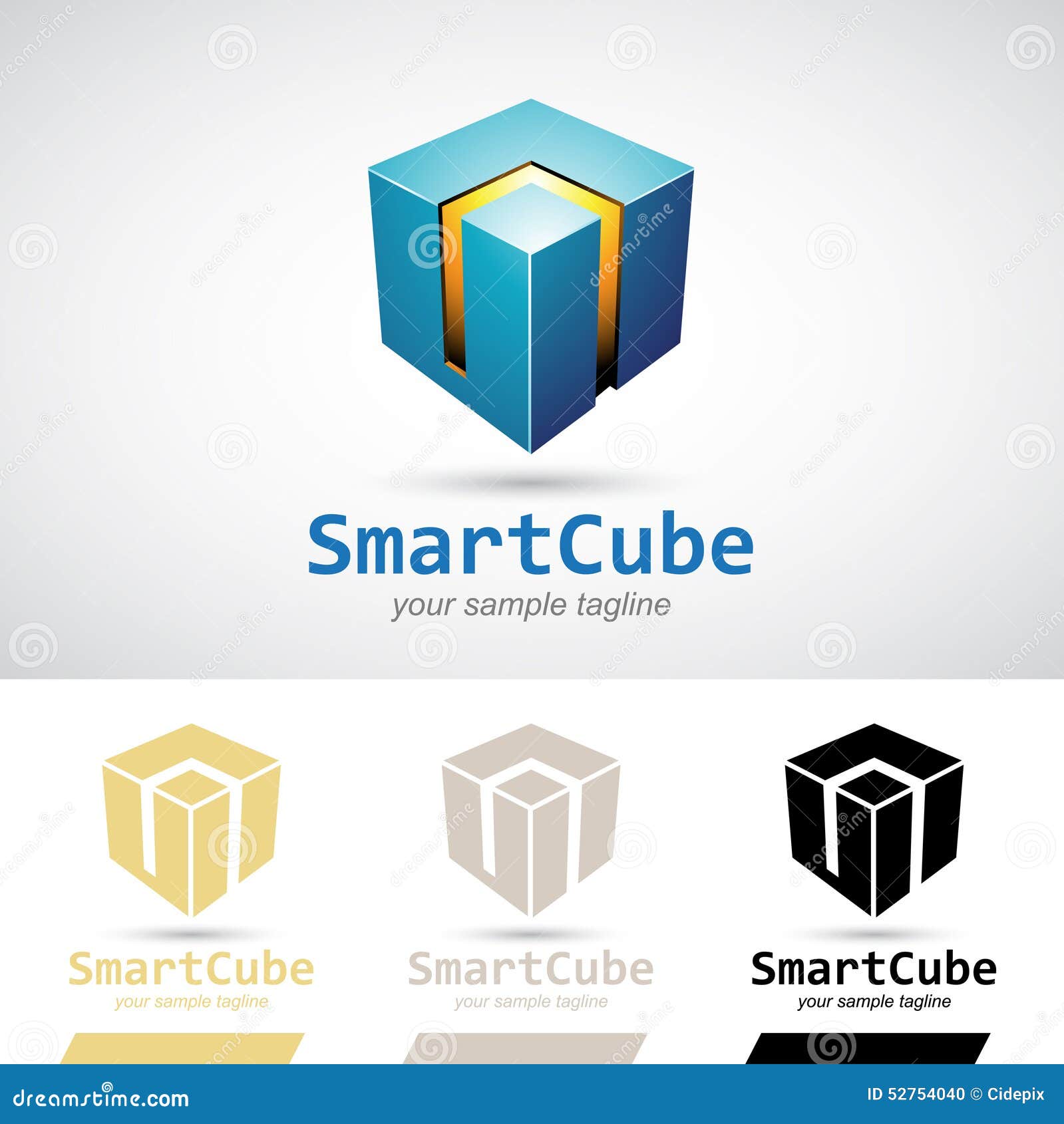 Blue Shiny 3d Cube Logo Icon Stock Vector - Illustration of glossy ...