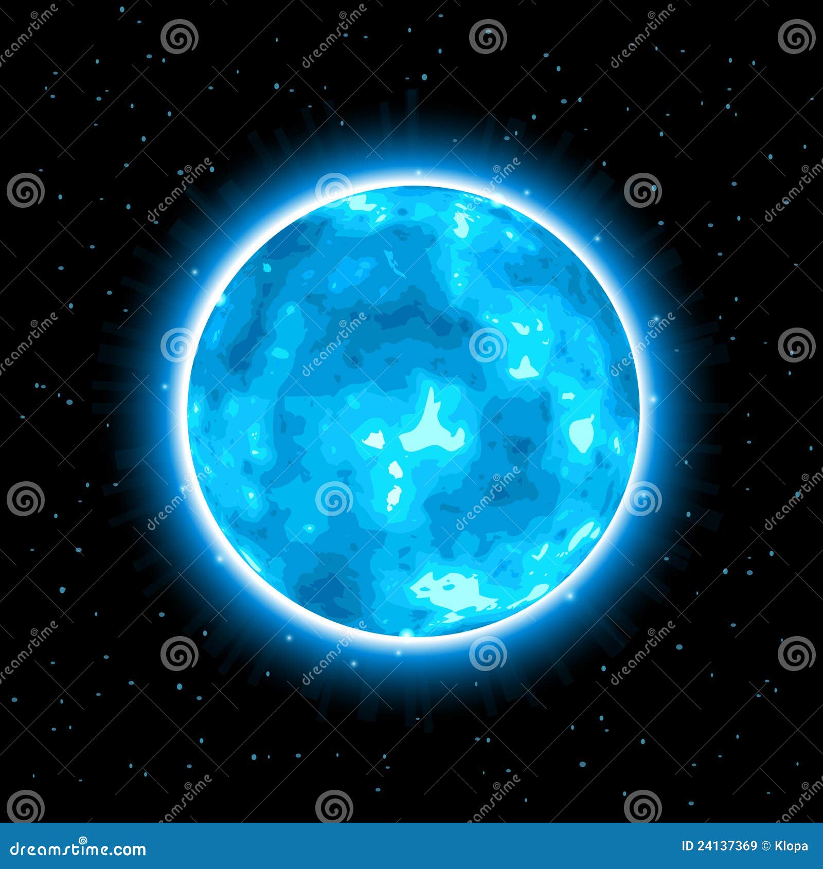 Blue Glow Space Planets