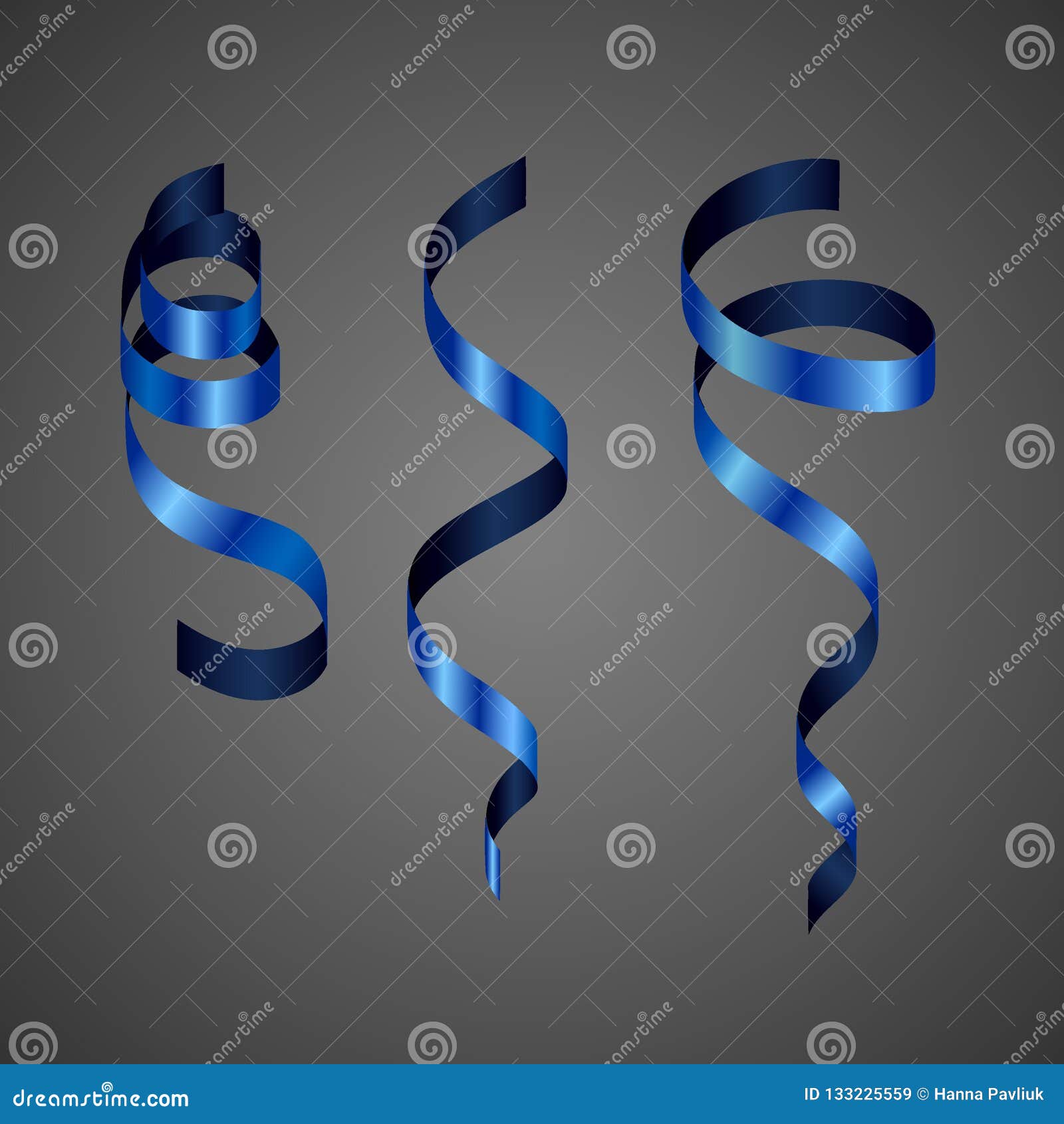 Blue Shiny Ribbons on Grey Background Stock Vector - Illustration of ...
