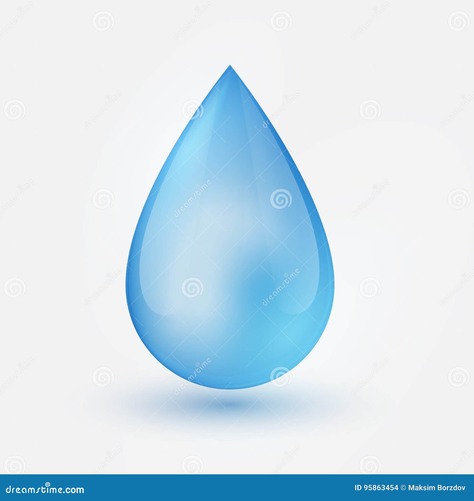 Blue Shiny Single Water Drop Stock Vector - Illustration of reflection ...