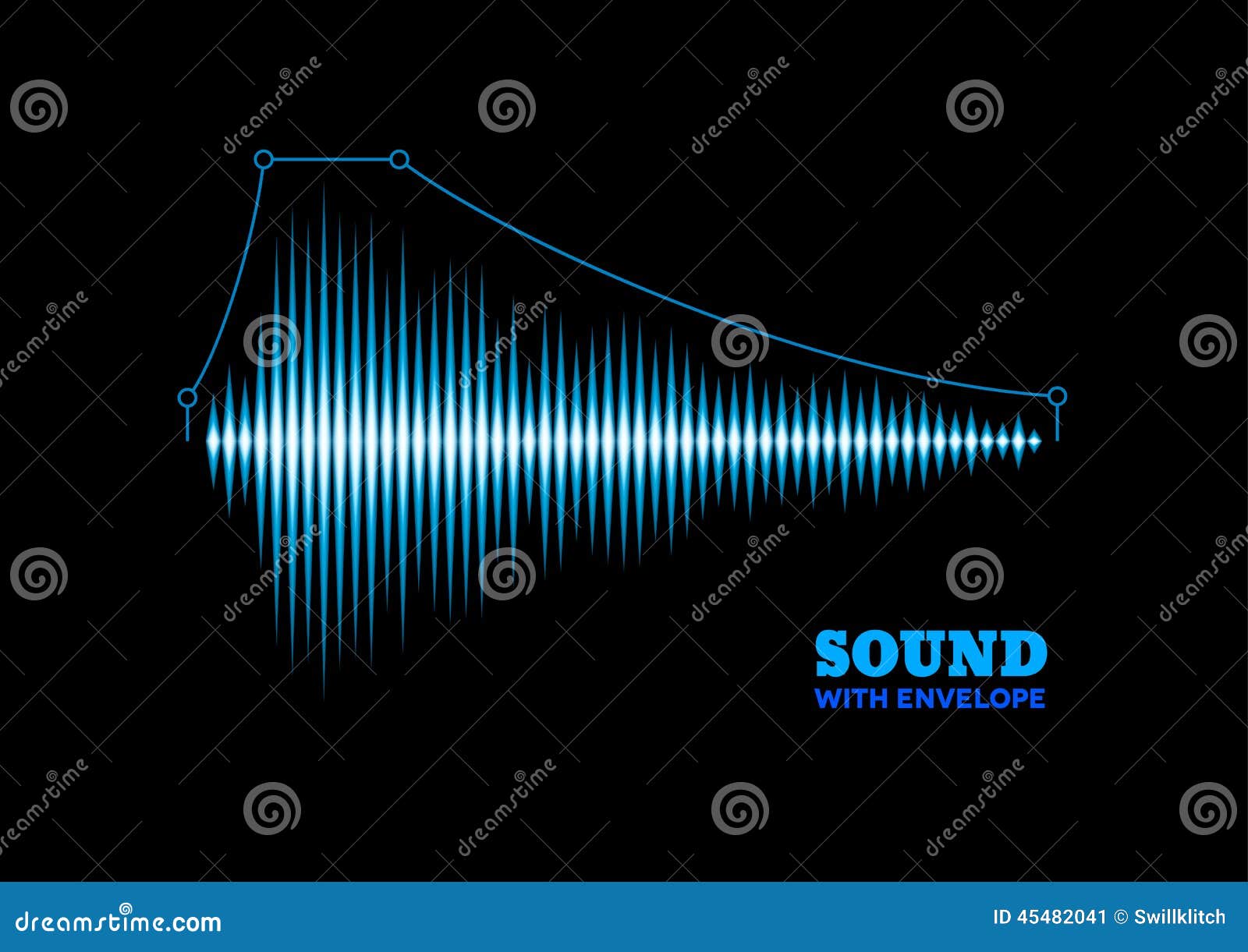 Blue Shiny Sound Waveform with Envelope Stock Vector - Illustration of ...
