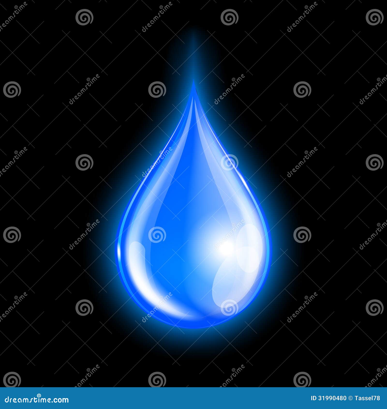 Blue Shiny Water Liquid Drop. Vector Illustration Blue Isolated Clean ...