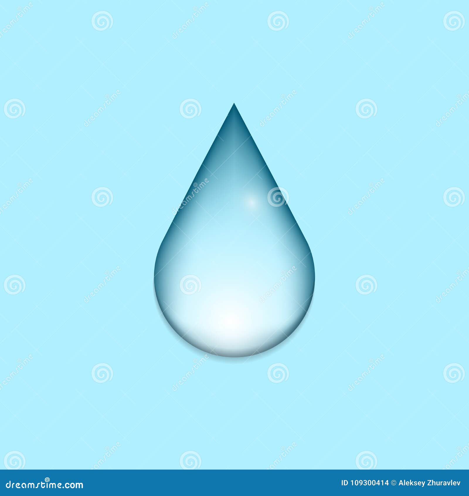 Blue Shiny Water Drop Icon on Blue Background. Stock Illustration ...