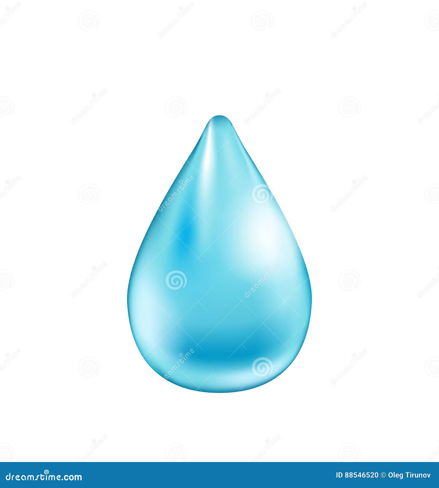Blue Shiny Water Drop Isolated on White Background Stock Vector ...