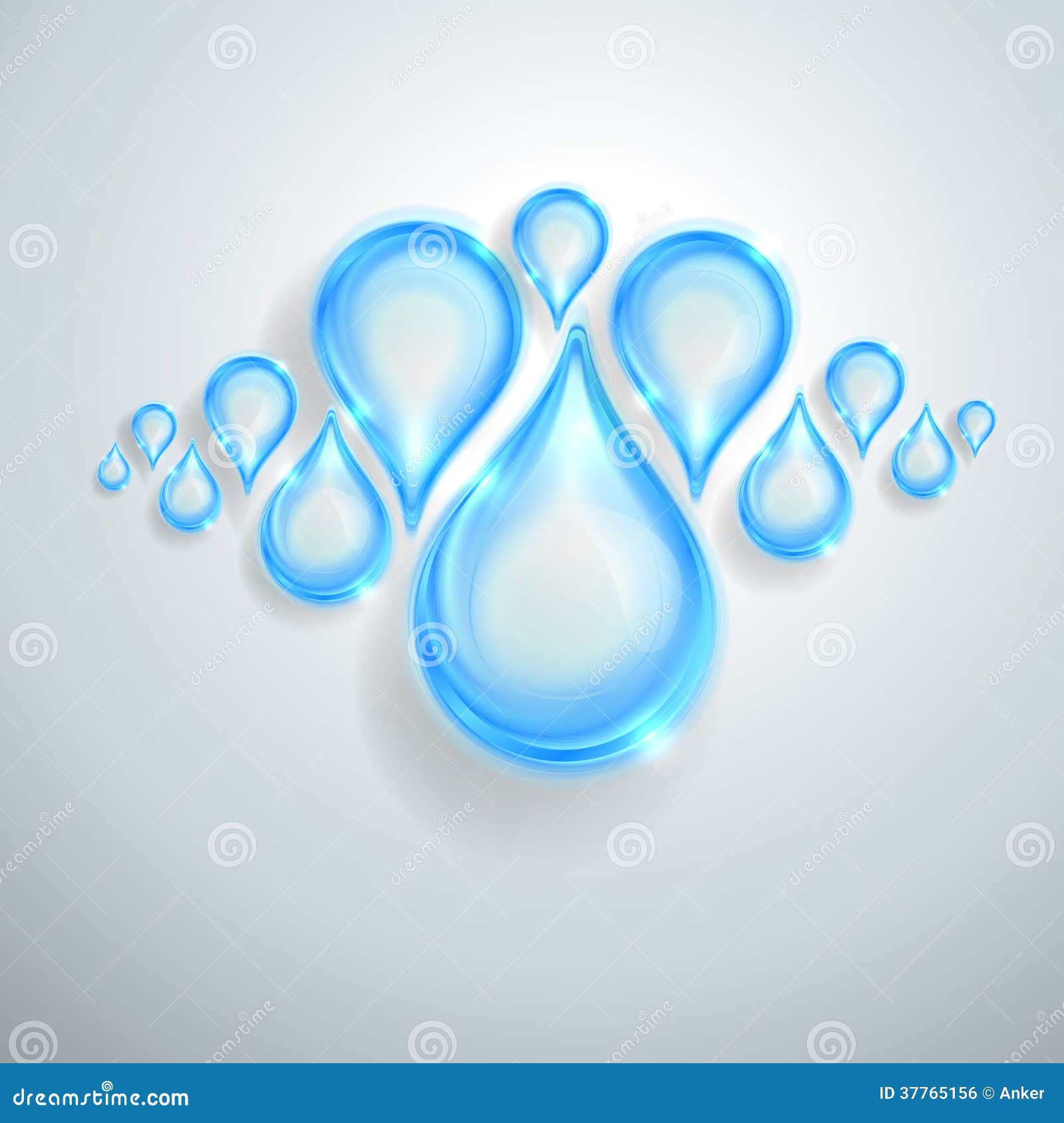 Blue shiny water drops stock vector. Illustration of glass - 37765156