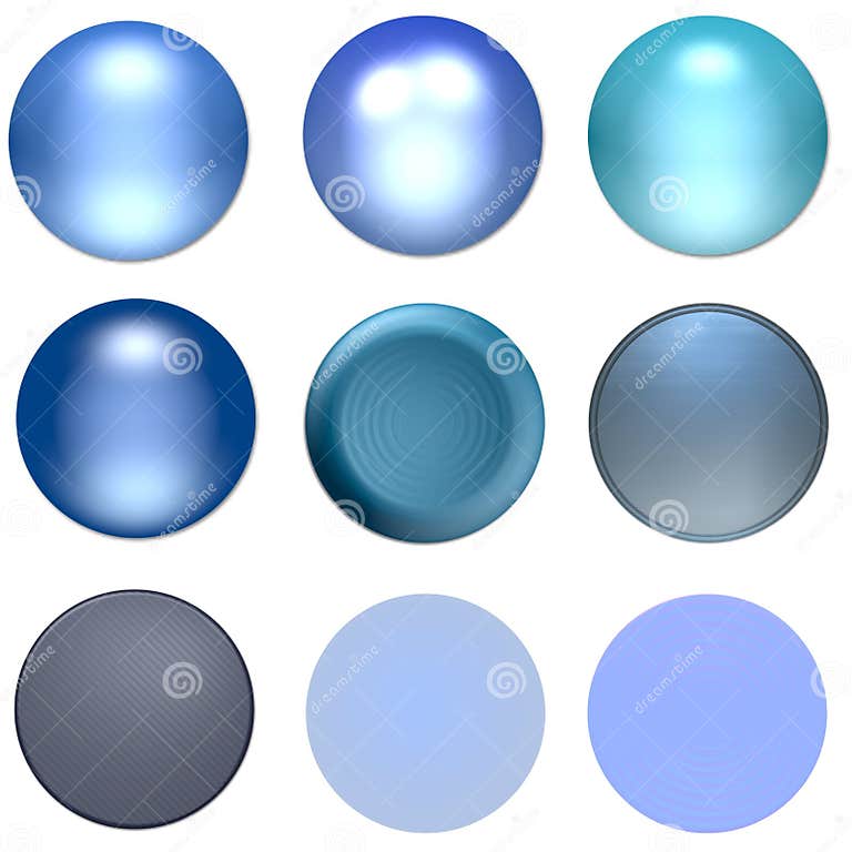 Blue Shiny Web Buttons and Bal Stock Illustration - Illustration of ...