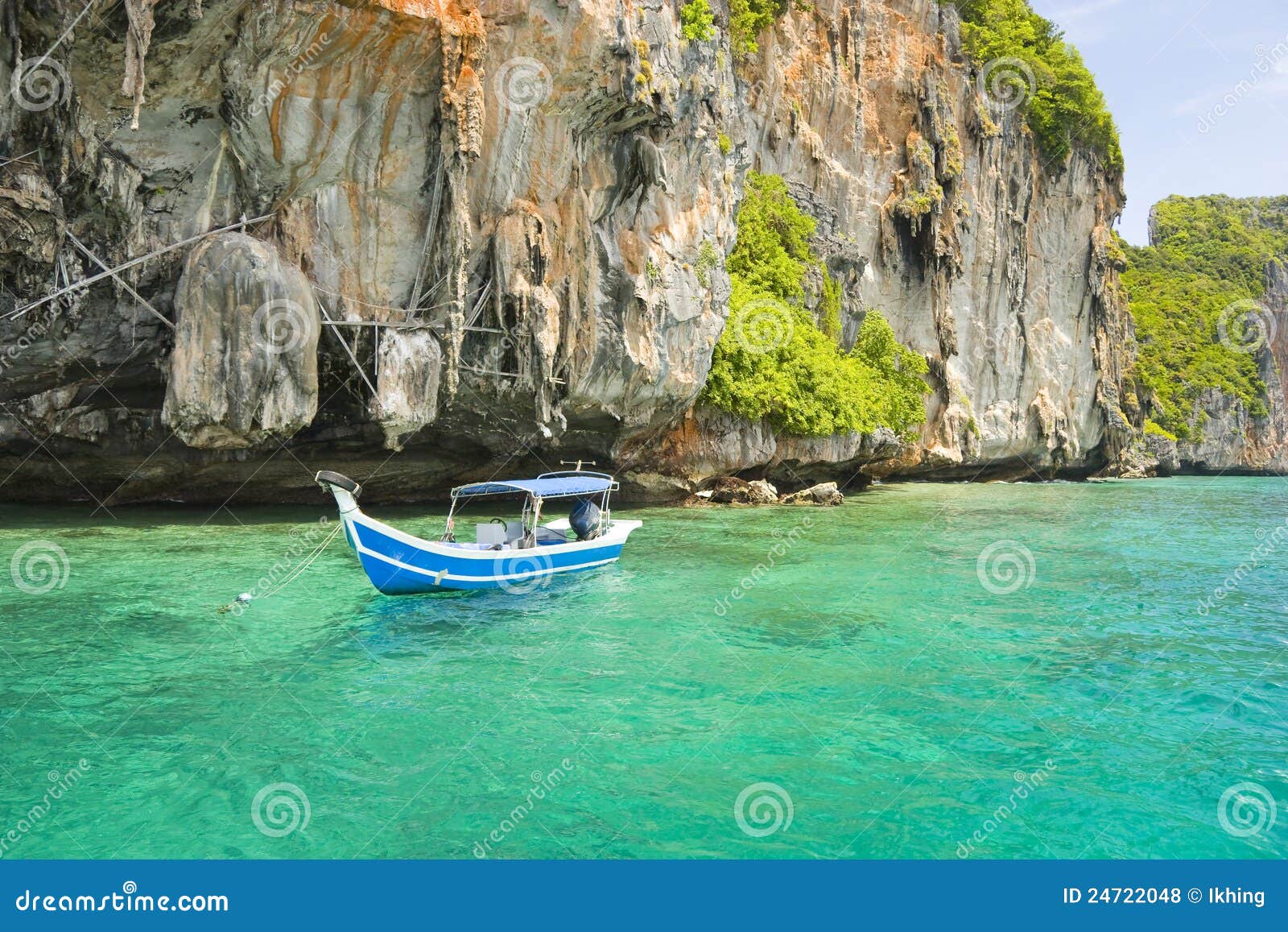 Blue Ship stock photo. Image of water, cliff, wave, green - 24722048