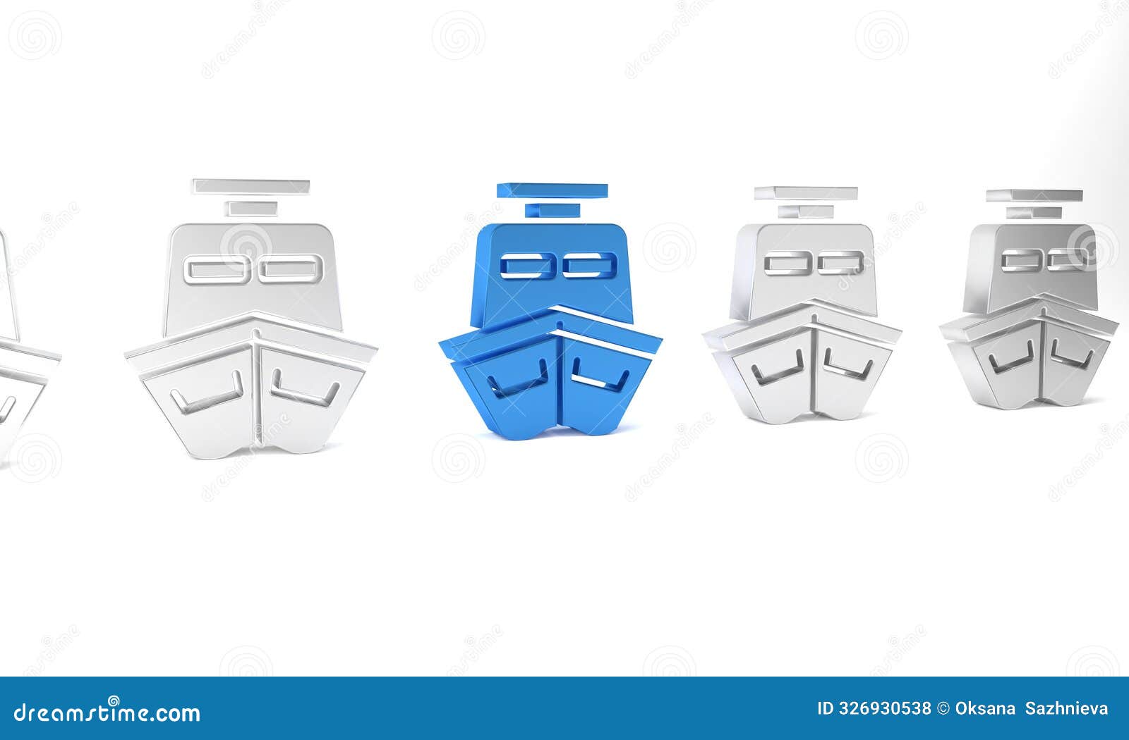 Blue Ship Icon Isolated on White Background. Minimalism Concept Stock ...