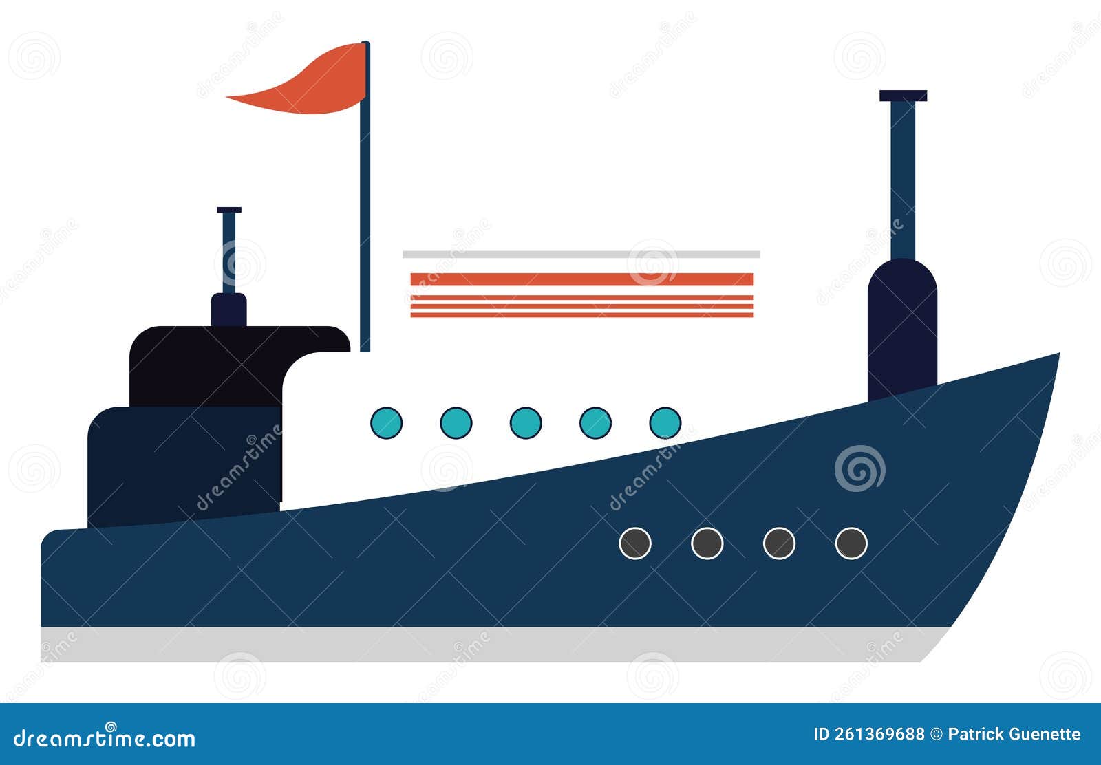 Blue ship, icon stock vector. Illustration of liner - 261369688