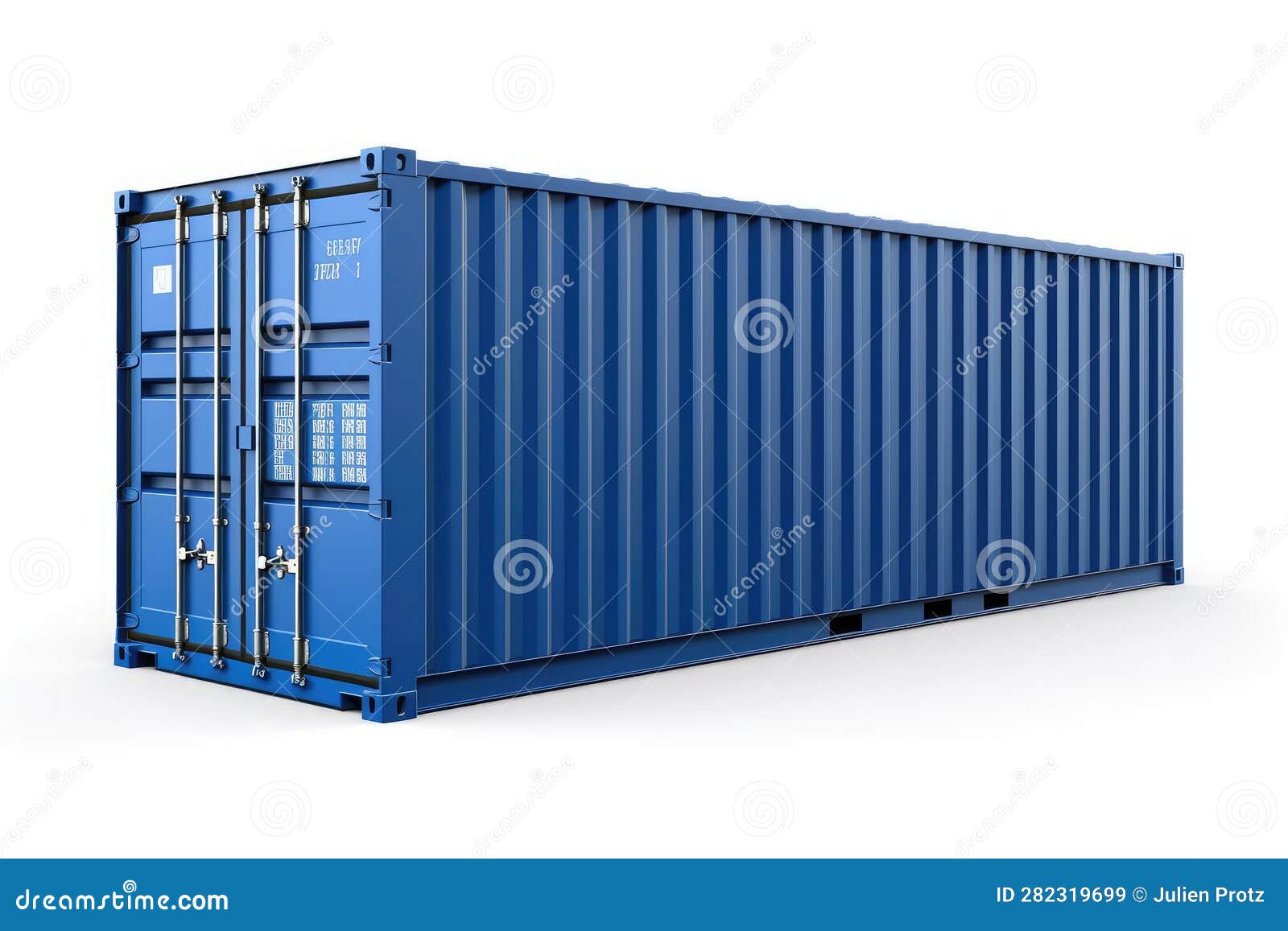 Blue Shipping Container Isolated on a White Background Stock ...
