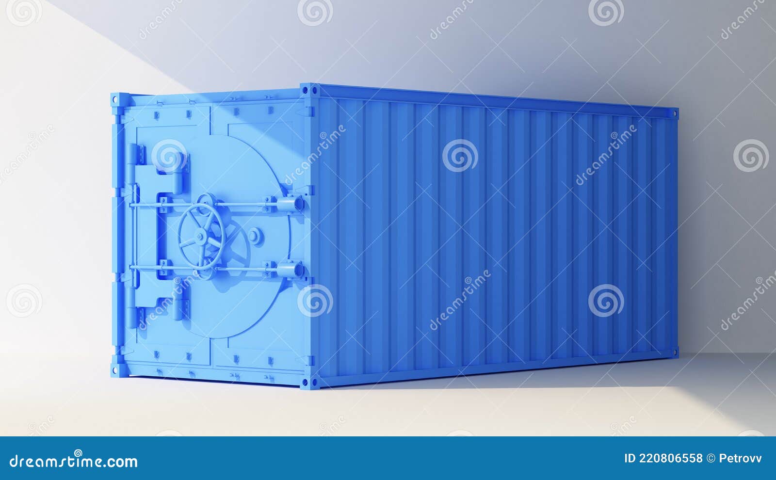 Blue Shipping Container with Safe Door Stock Illustration ...