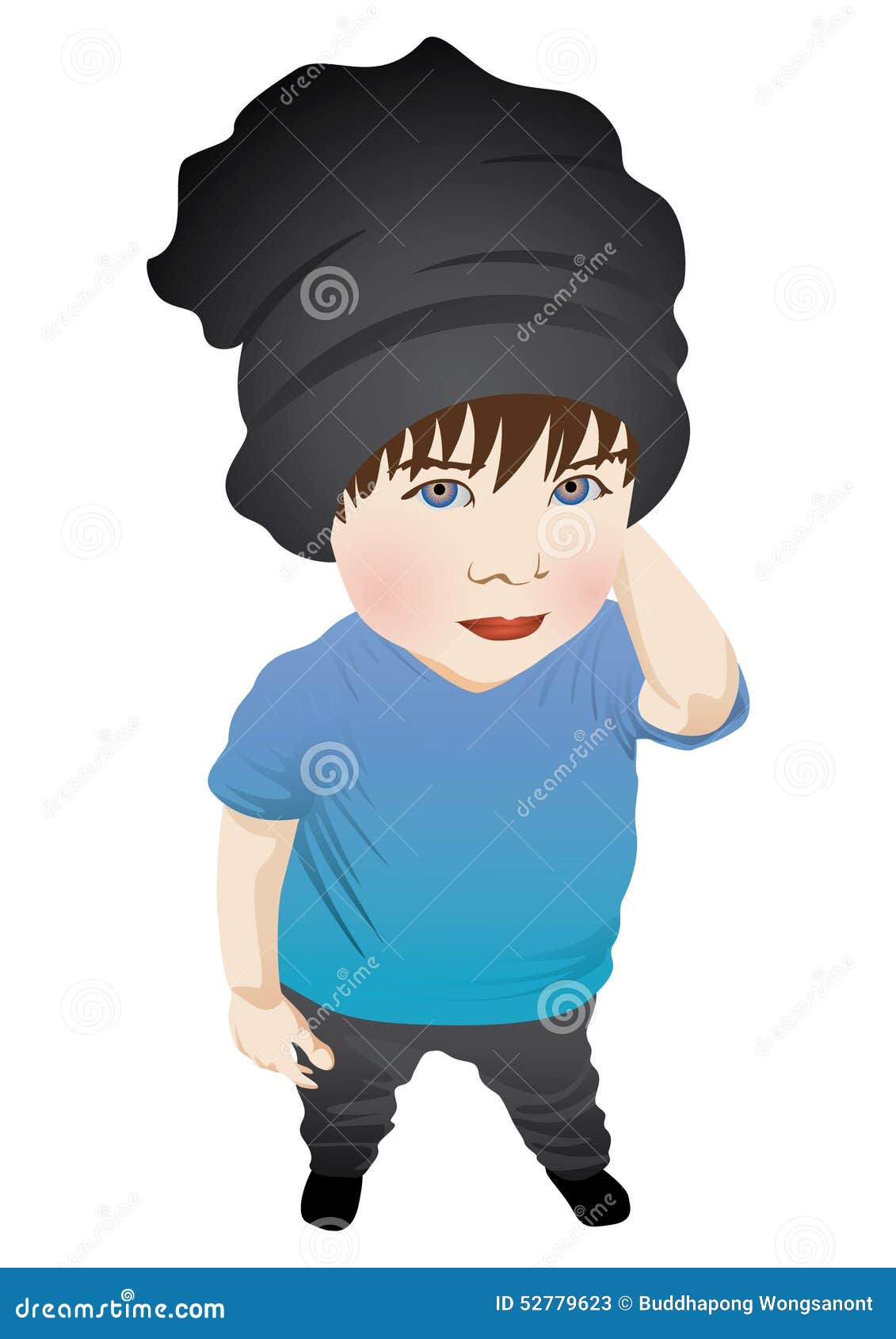 Blue shirt boy stock illustration. Illustration of looking - 52779623
