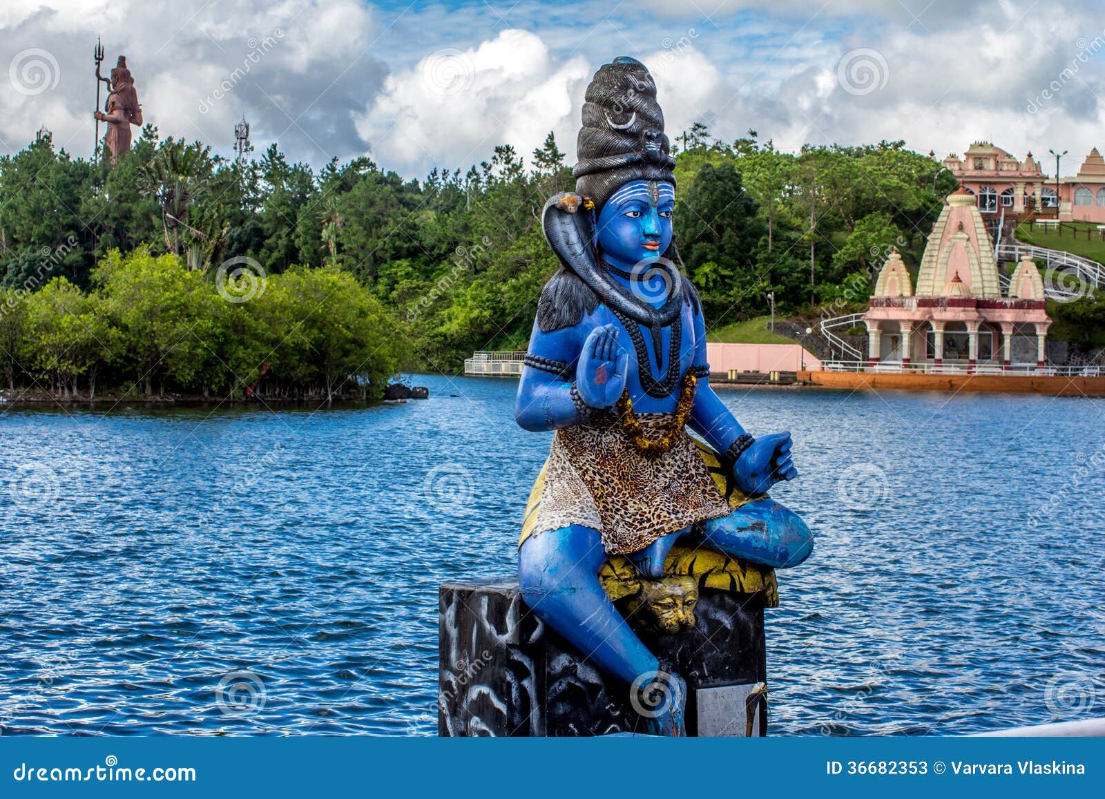 Blue Shiva Statue and a Temple Stock Image - Image of ancient, holy ...