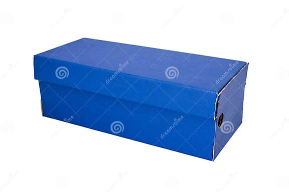 Blue Shoe Box Isolated on White Background. Stock Photo - Image of blue ...