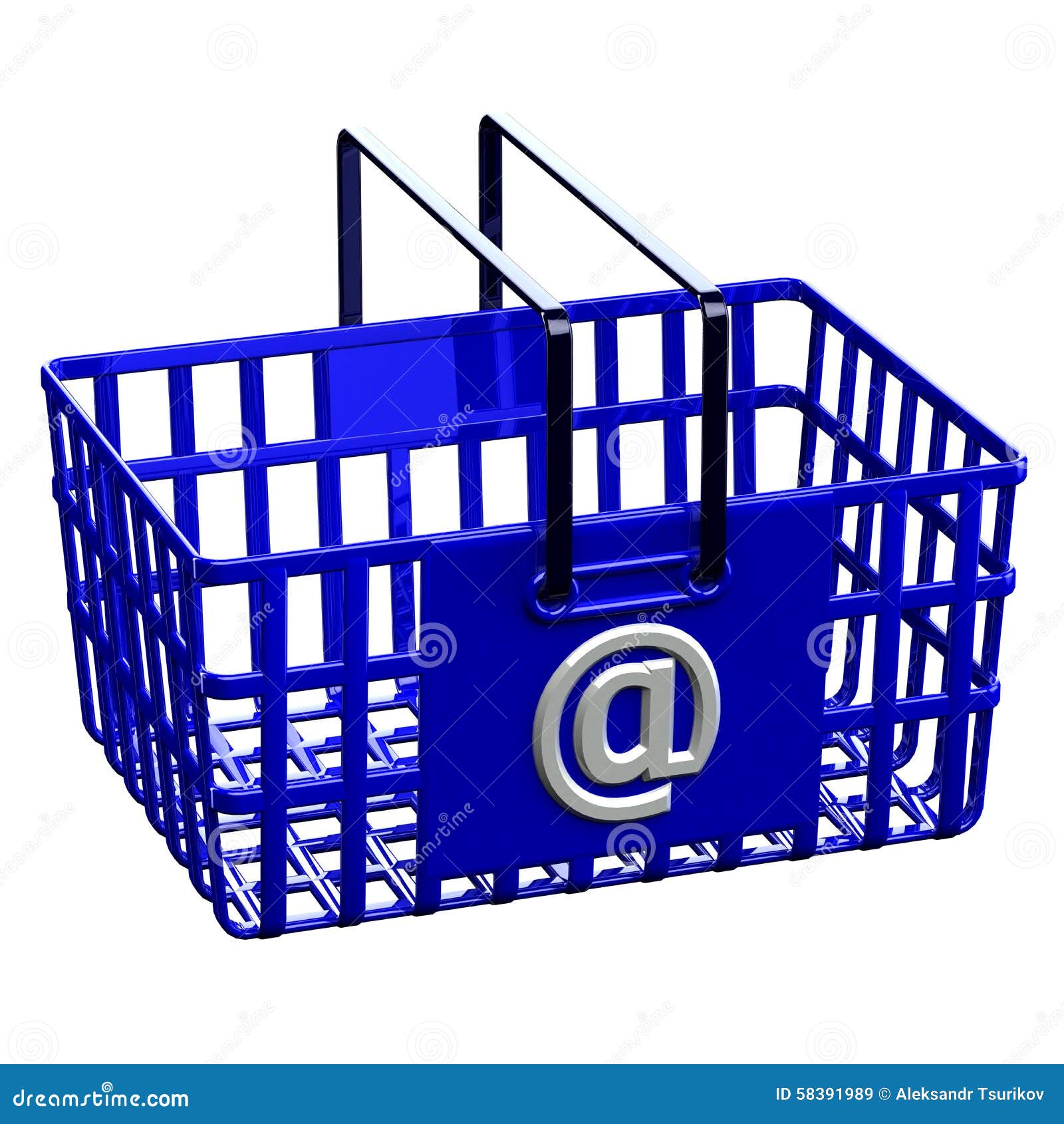 Blue Shopping Basket with Sign @ Stock Illustration - Illustration of ...