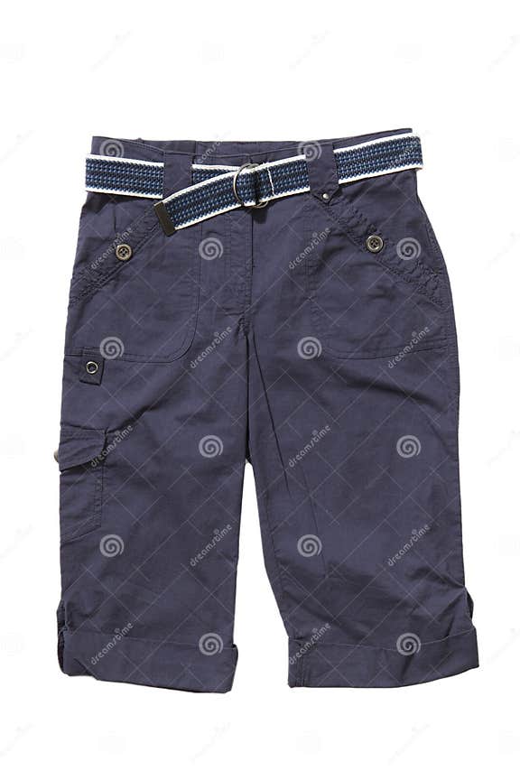 Blue Shorts Isolated on White Stock Image - Image of fabric, indigo ...