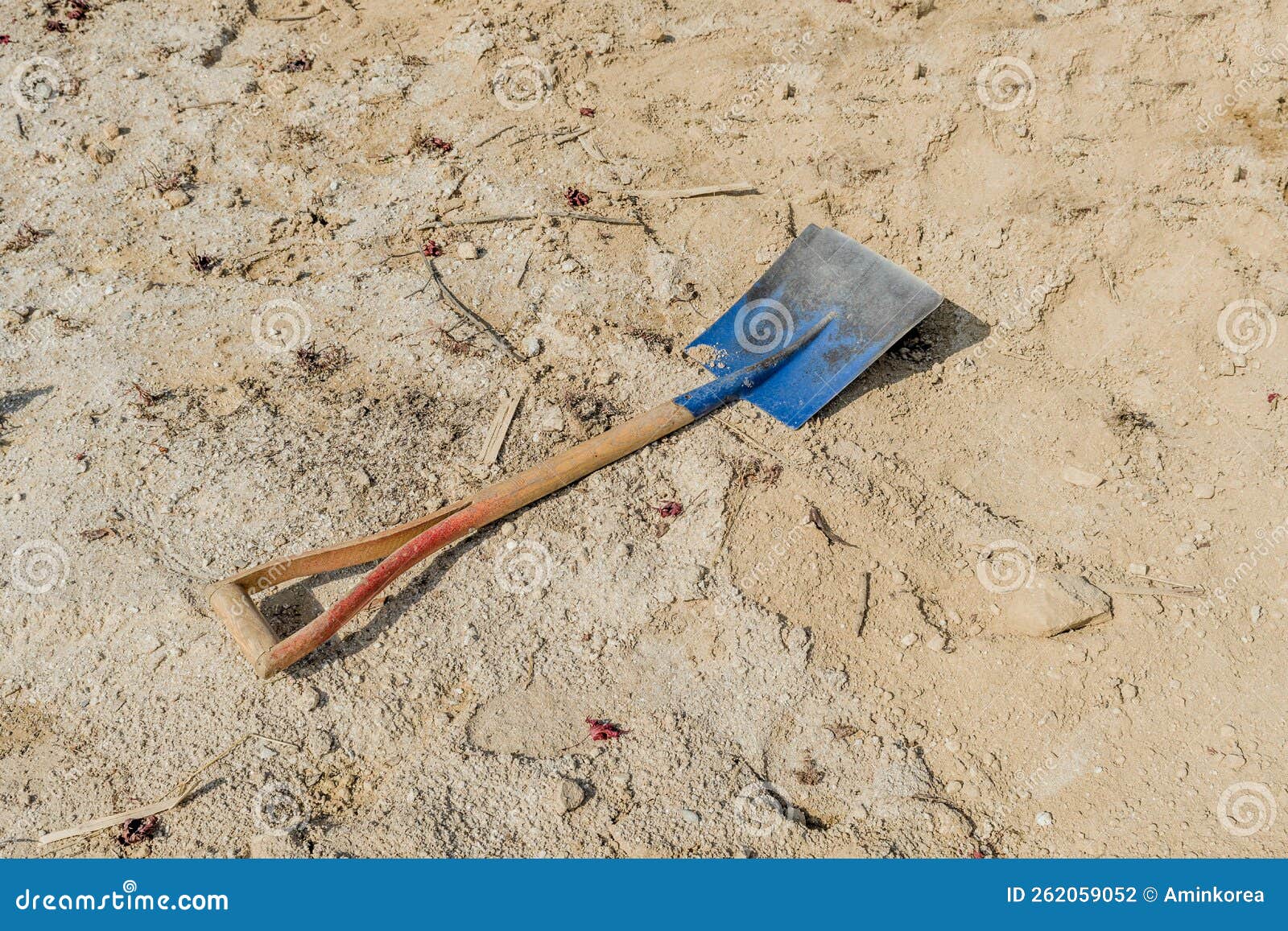 Blue Shovel with Wooden Handle Stock Photo - Image of asia, dirt: 262059052