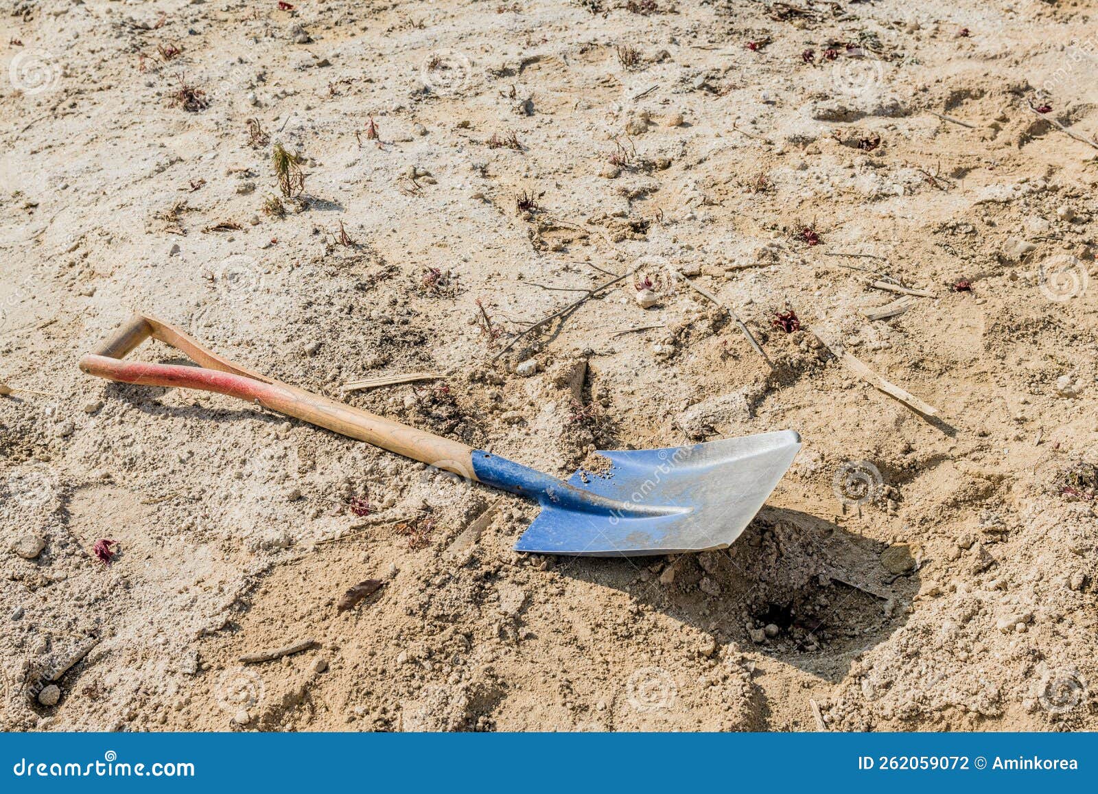 Blue Shovel with Wooden Handle Stock Photo - Image of object, garden ...