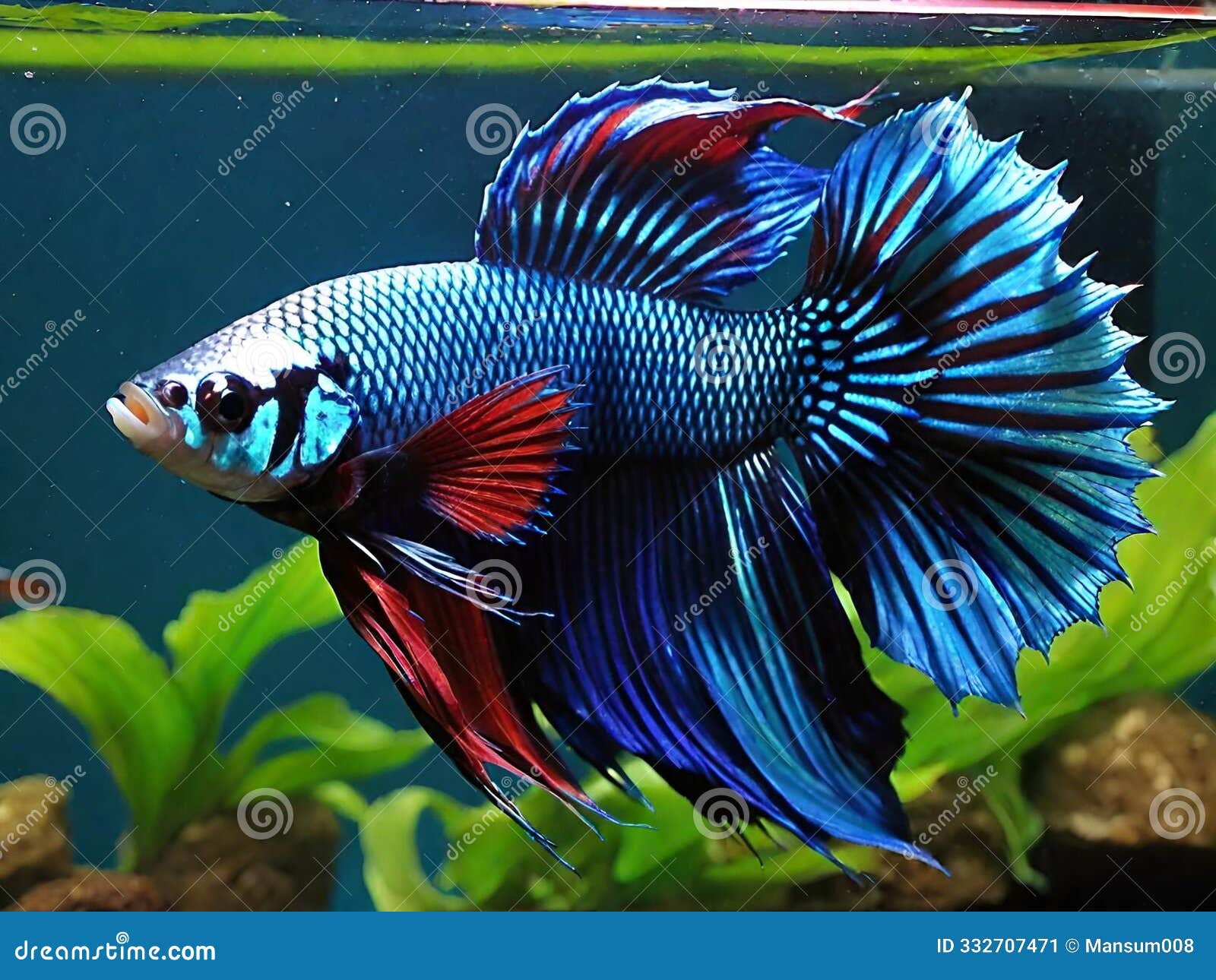 Blue siamese fish in water stock illustration. Illustration of betta ...