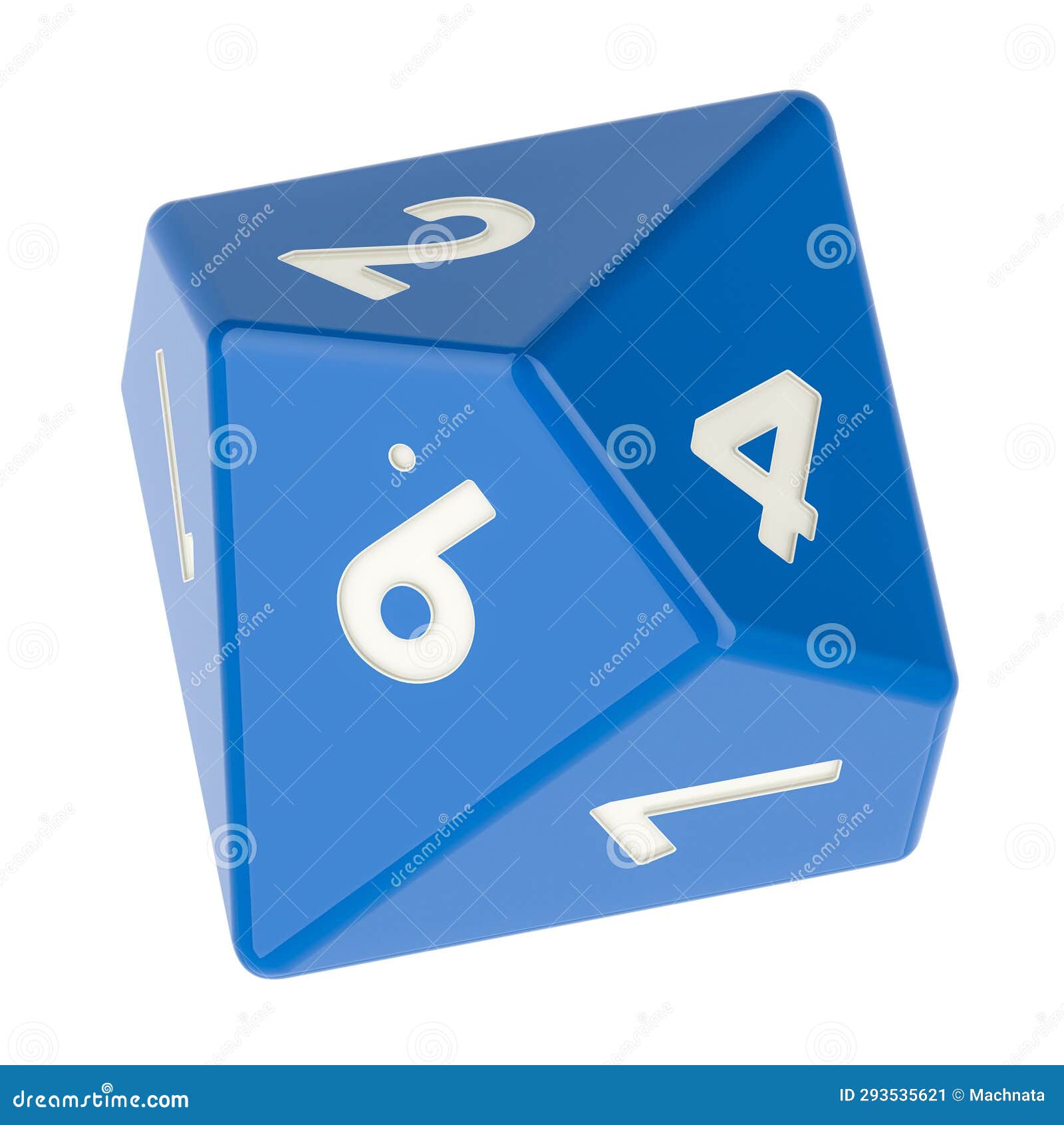 Blue 10 Sided Die, Pentagonal Trapezohedron Dice. 3D Rendering Royalty ...
