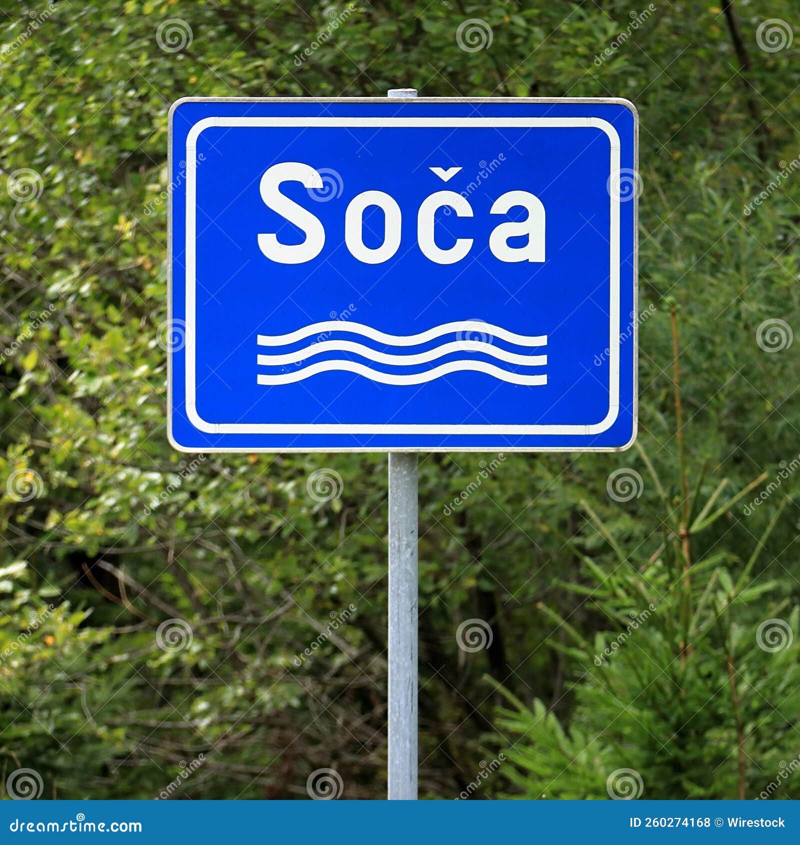 Blue Signage of the Soca River in Slovenia Stock Illustration ...