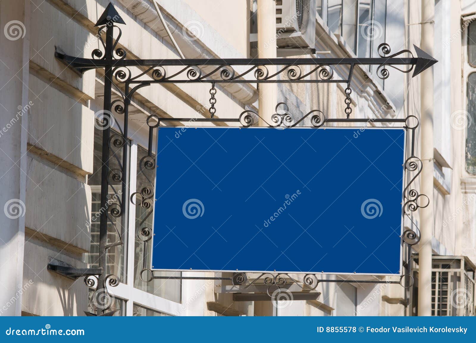 Blue signboard. stock photo. Image of fastening, ancient - 8855578
