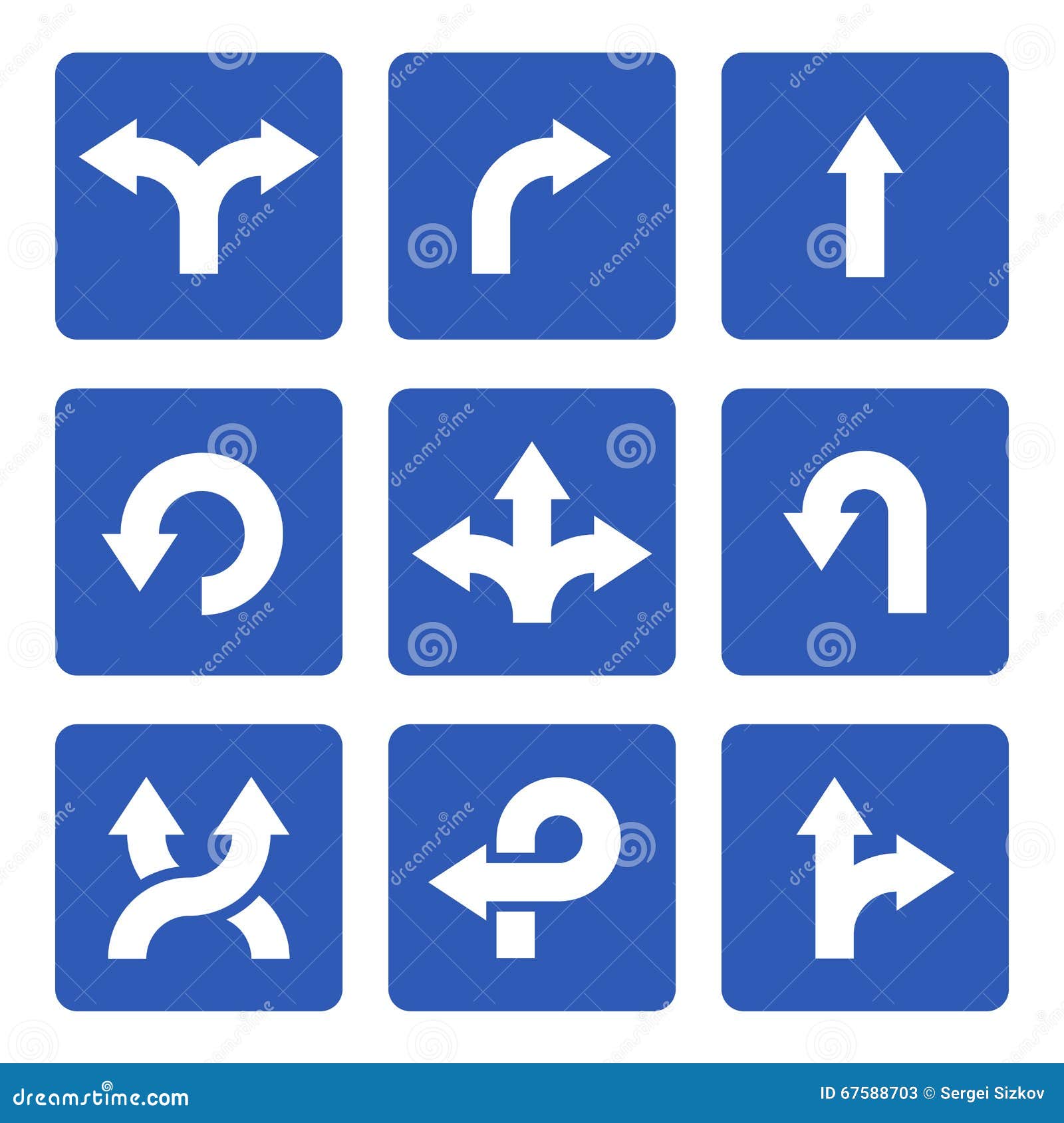 Blue Signs with Arrows Set. Vector Stock Vector - Illustration of icon ...